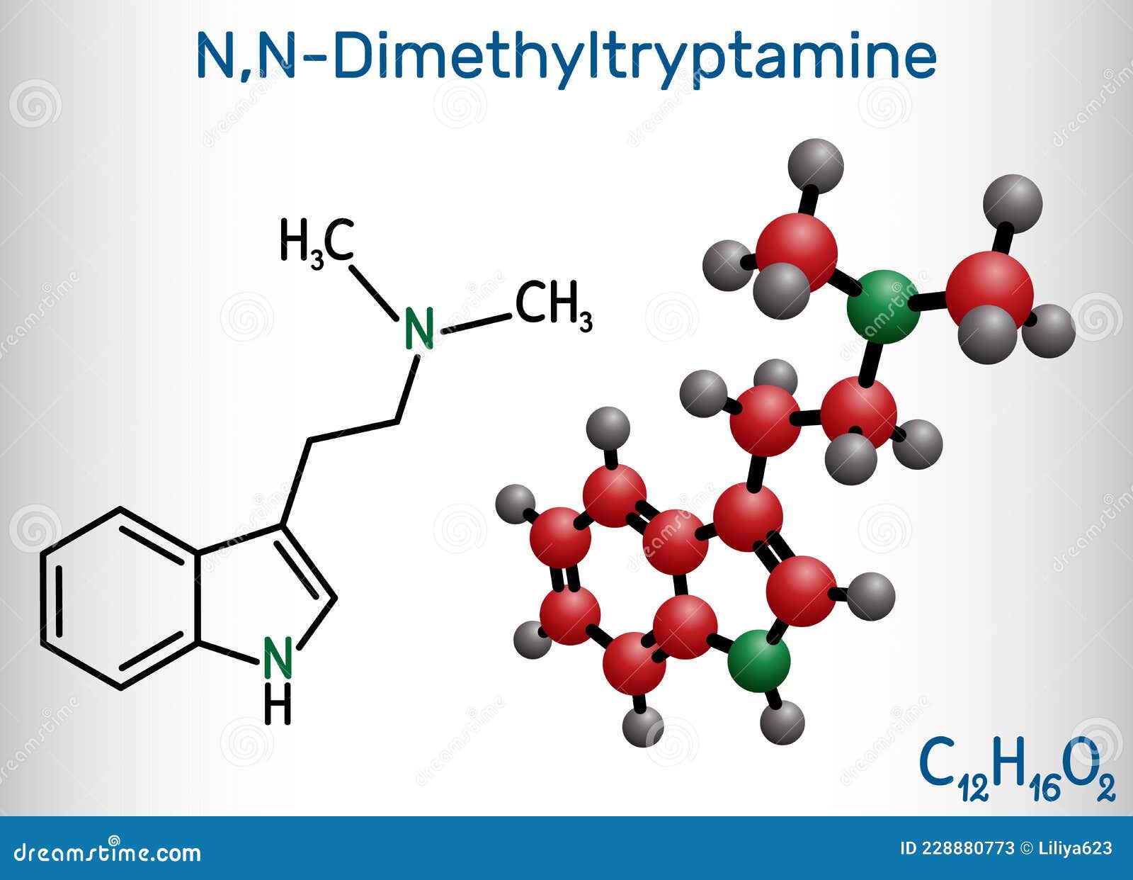 N,N-Dimethyltryptamine, Dimethyltryptamine, DMT Molecule. it is ...