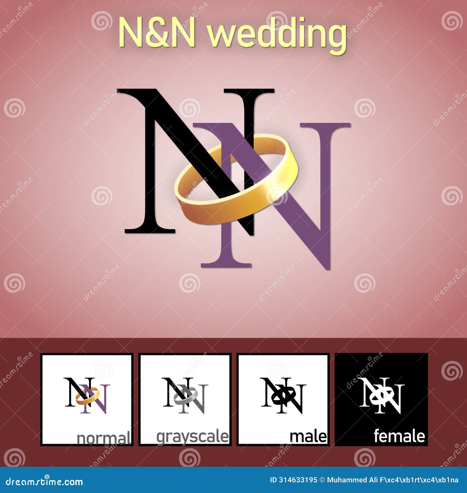 N and N Letter with Wedding Ring Logo. - Vector Stock Vector ...