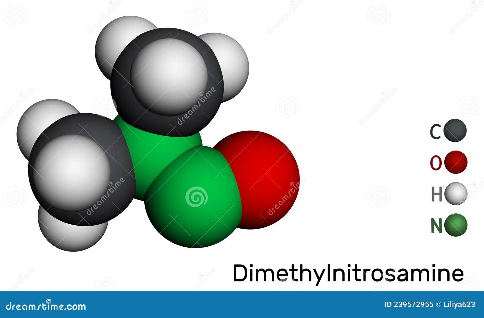 N-Nitrosodimethylamine, NDMA, Dimethylnitrosamine, DMN Molecule. it is ...