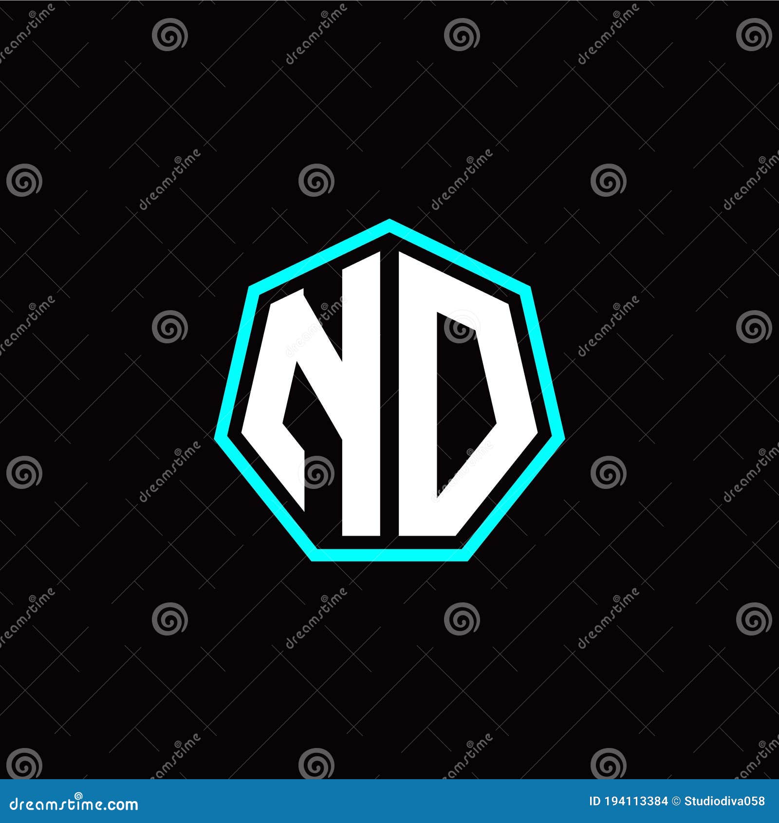 N O Initials Modern Polygon Logo Template Stock Vector - Illustration ...