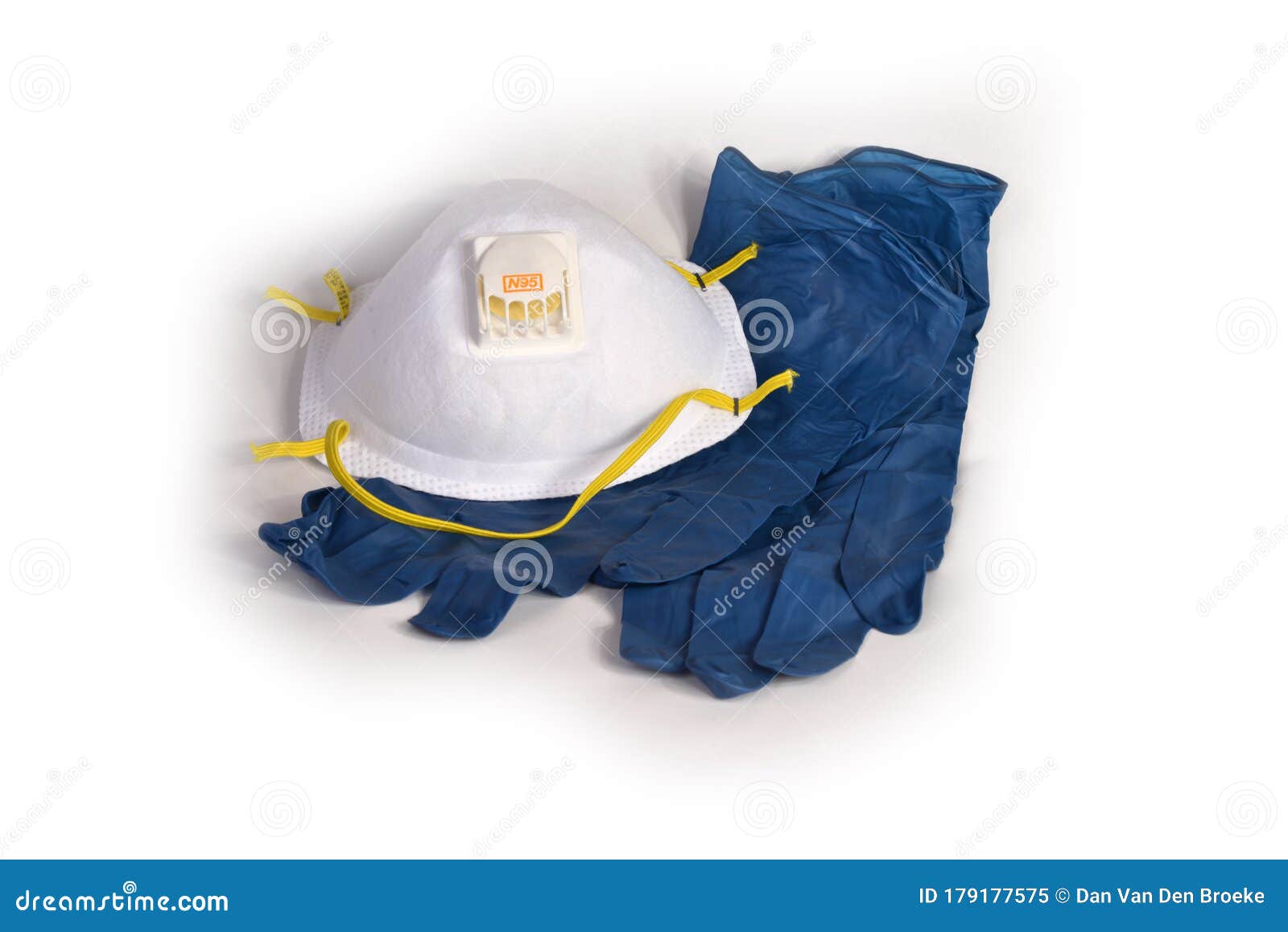 N95 Respirator Mask with Gloves PPE Isolated Stock Image - Image of ...