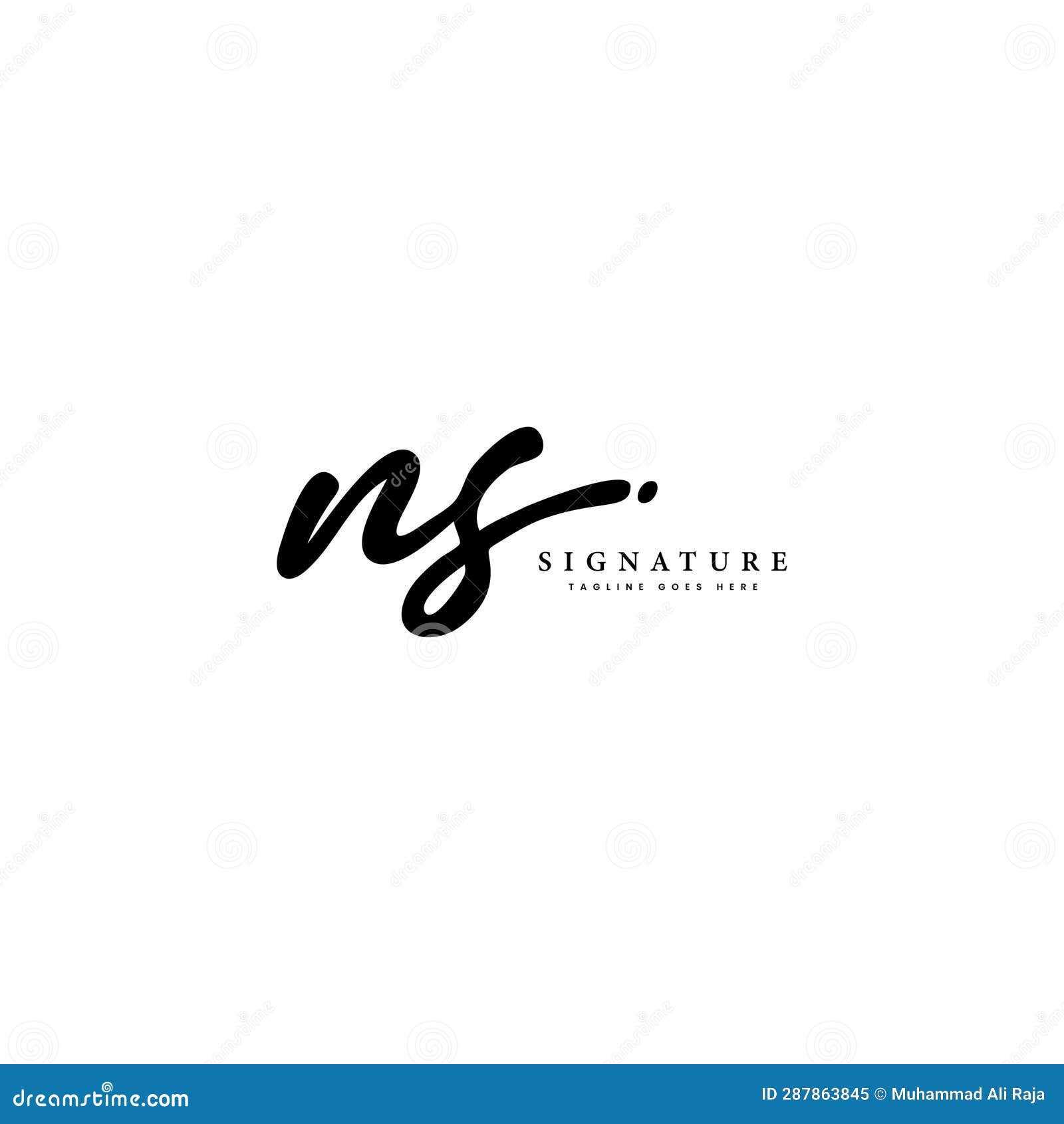 N, S, NS Initial Letter Handwritten and Signature Vector Image Logo ...