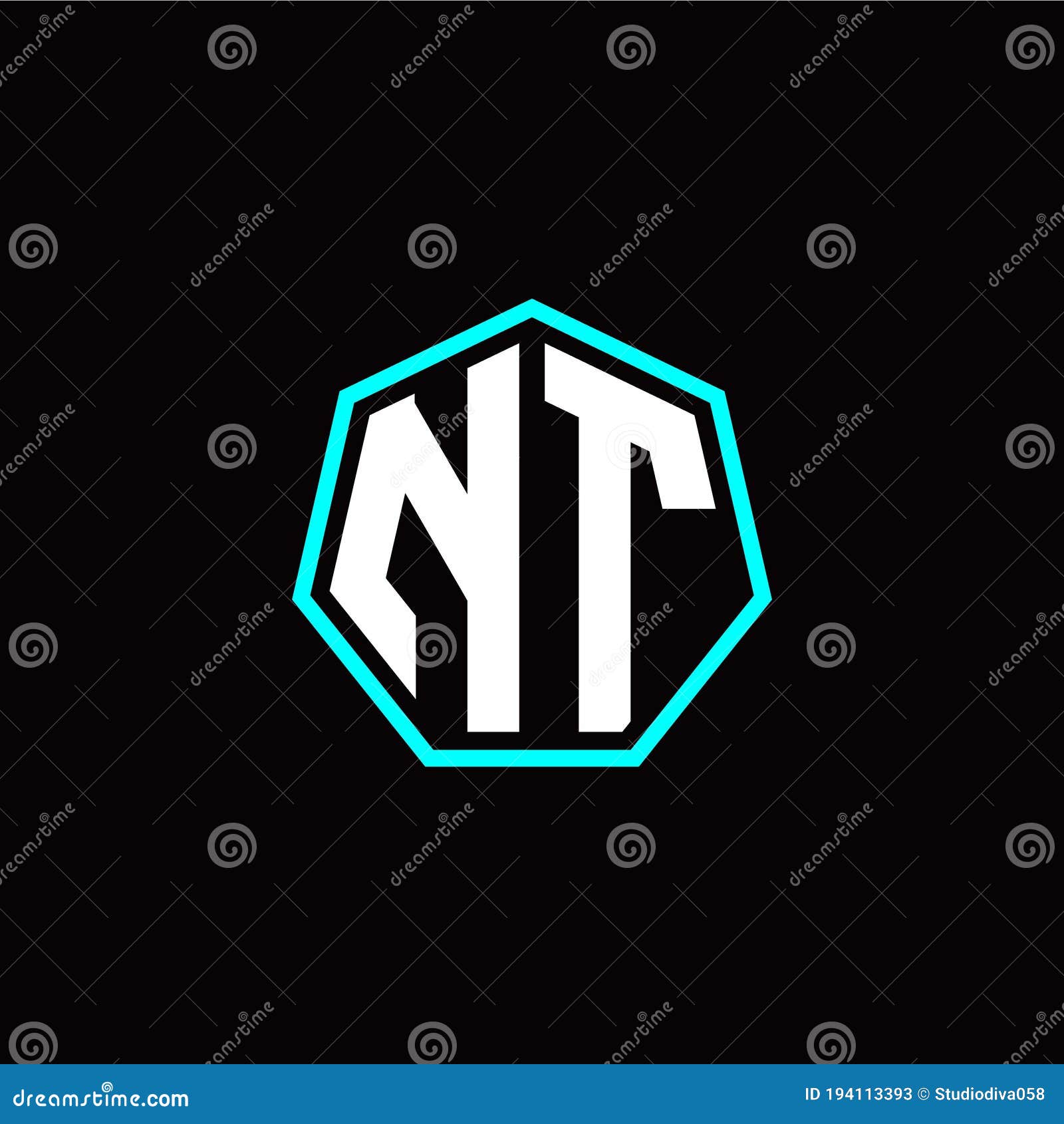 N T Initials Modern Polygon Logo Template Stock Vector - Illustration ...