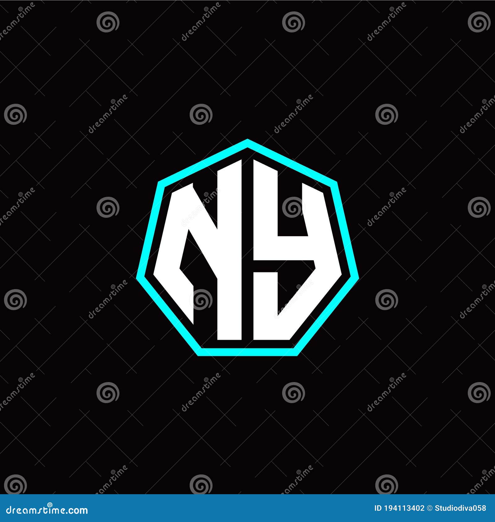 N Y Initials Modern Polygon Logo Template Stock Vector - Illustration ...