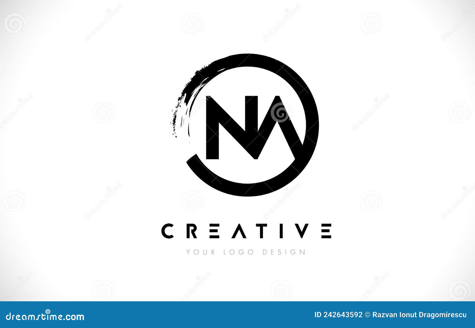 NA Letter Logo with Circle Brush Design and White Background Stock ...