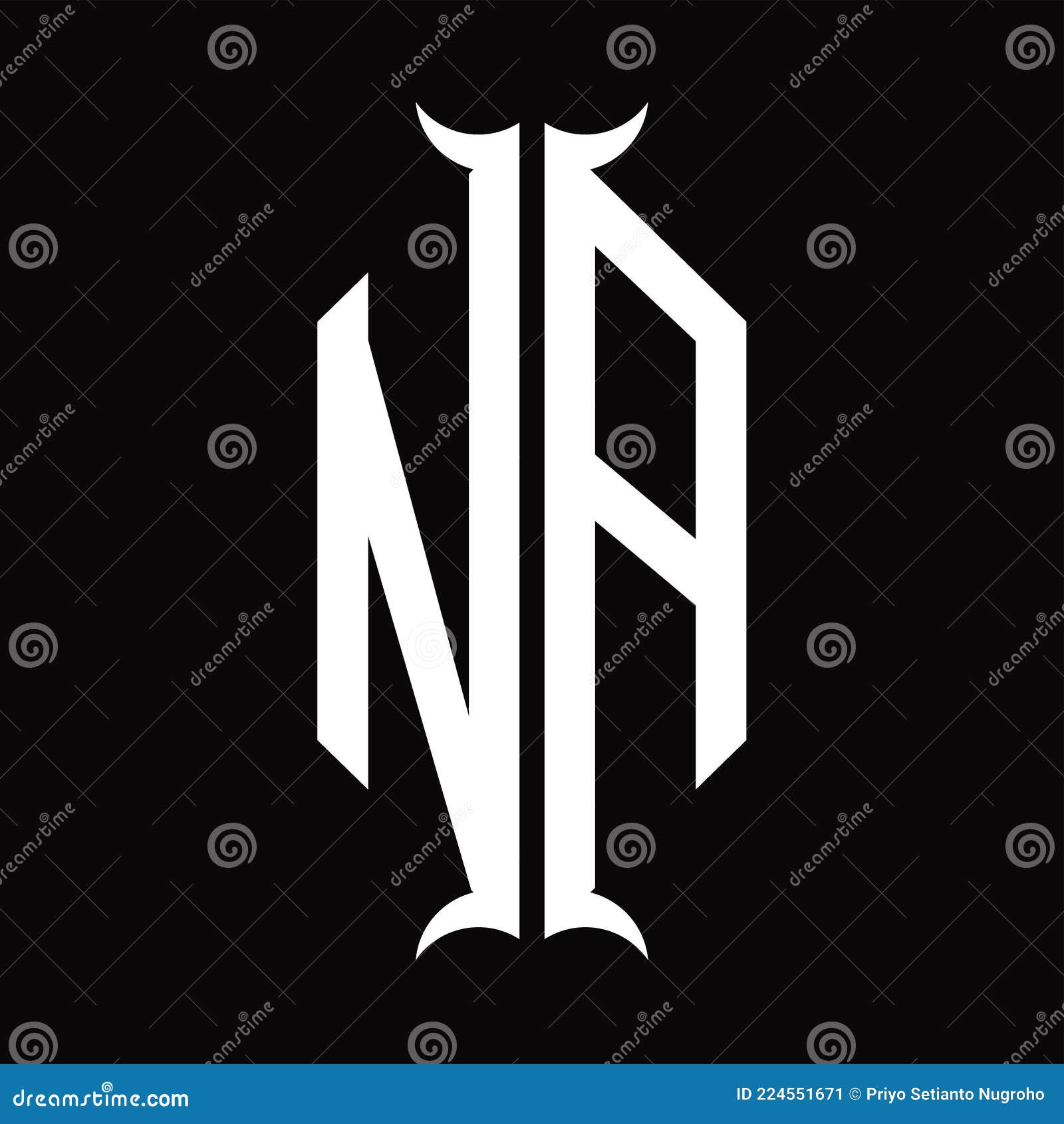 NA Logo Monogram with Horn Shape Design Template Stock Vector ...