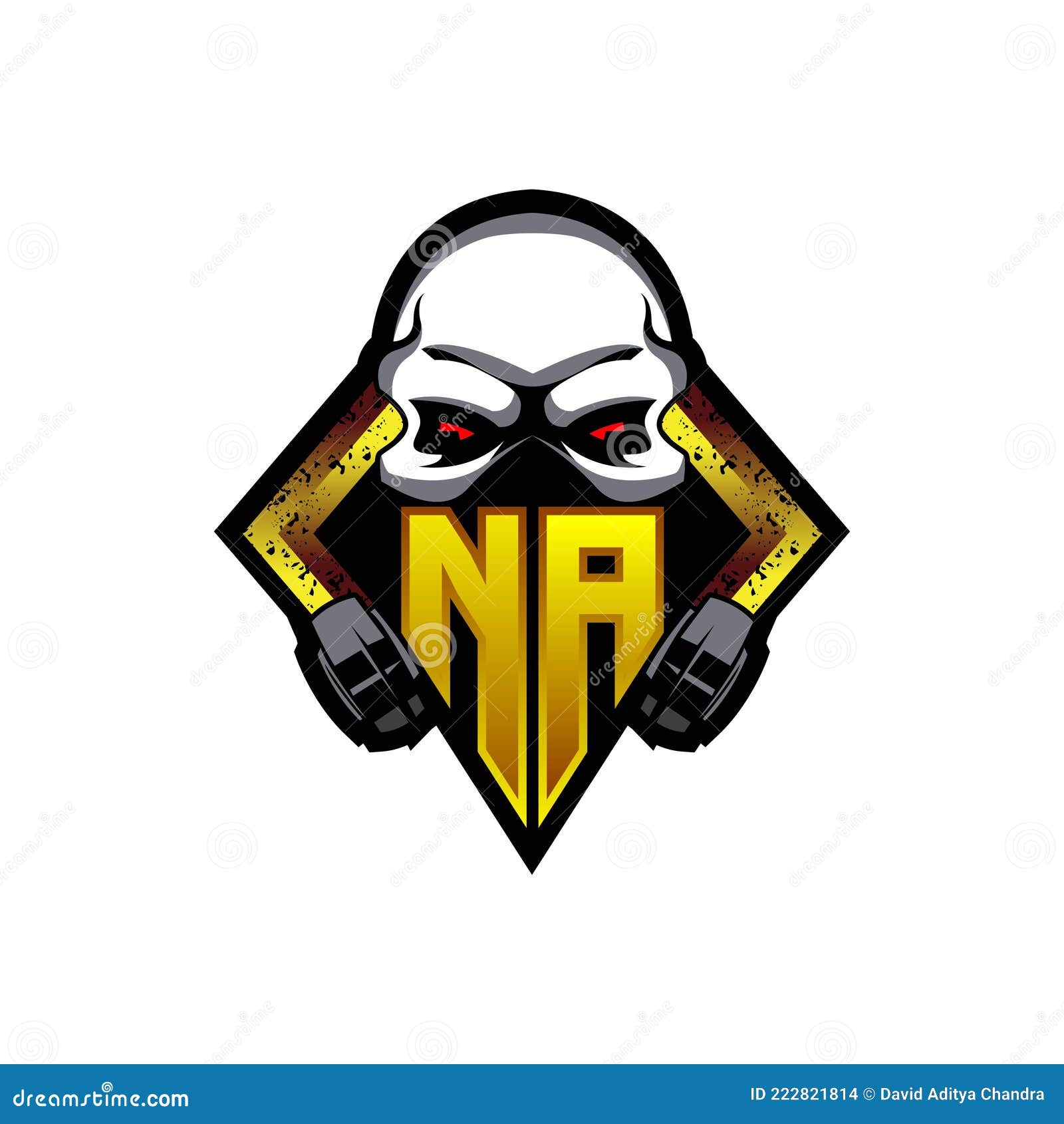 NA Logo Monogram with Skull Shape Designs Template Stock Vector ...