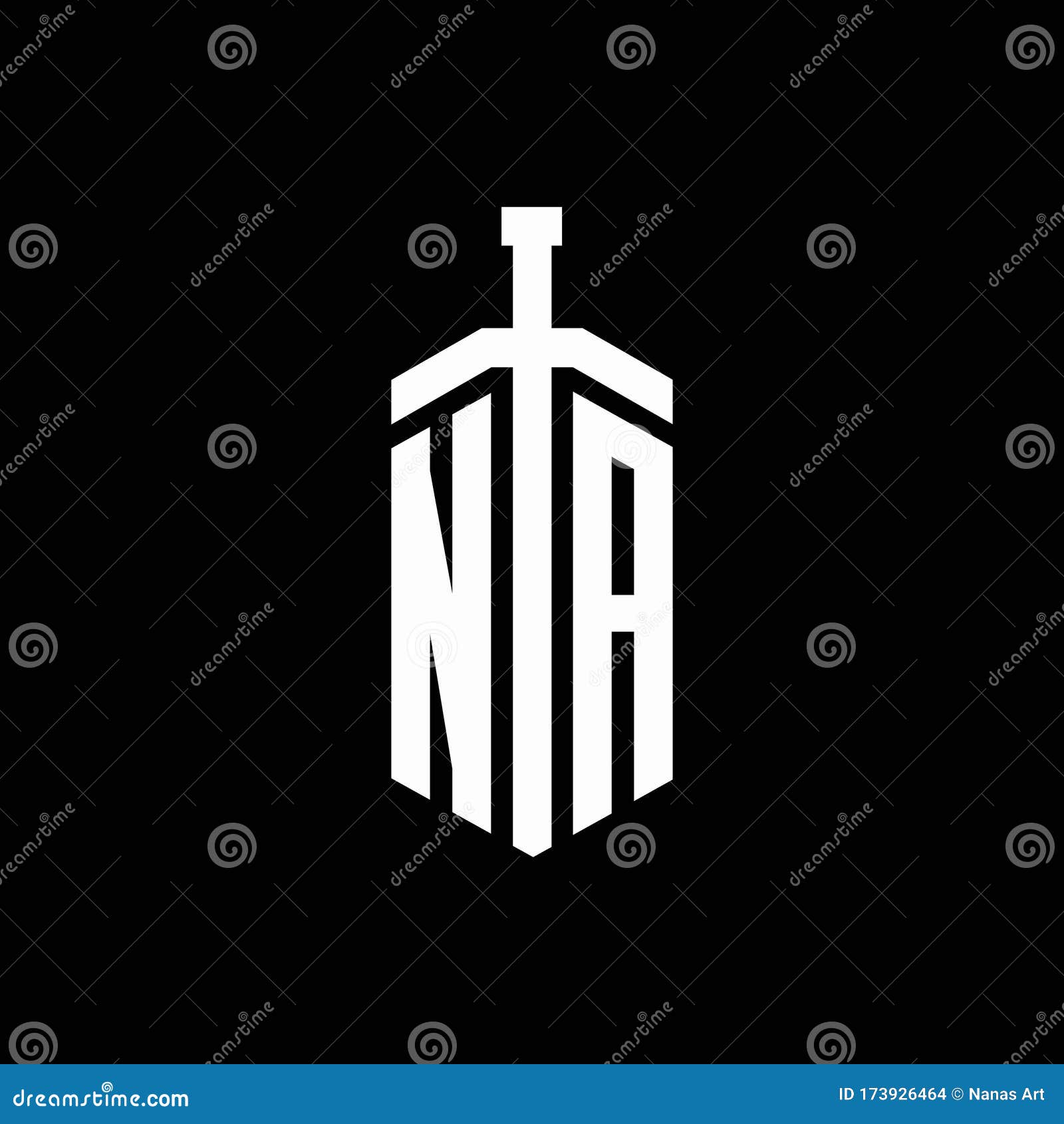 NA Logo Monogram with Sword Element Ribbon Design Template Stock Vector ...