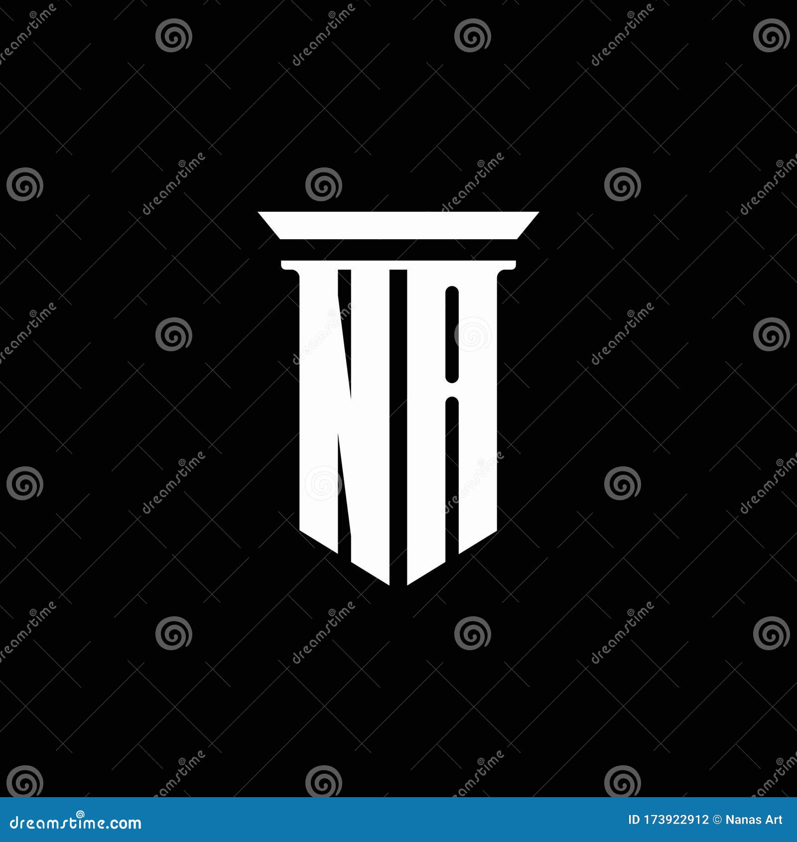 NA Monogram Logo with Emblem Style Isolated on Black Background Stock ...