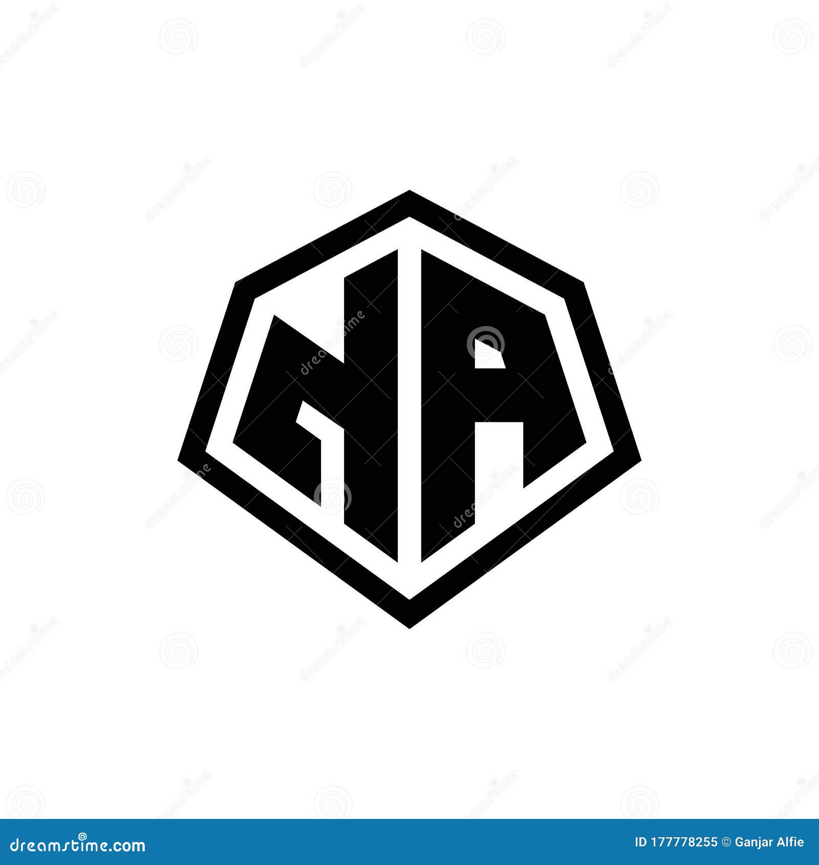 NA Monogram Logo with Hexagon Shape and Line Rounded Style Design ...