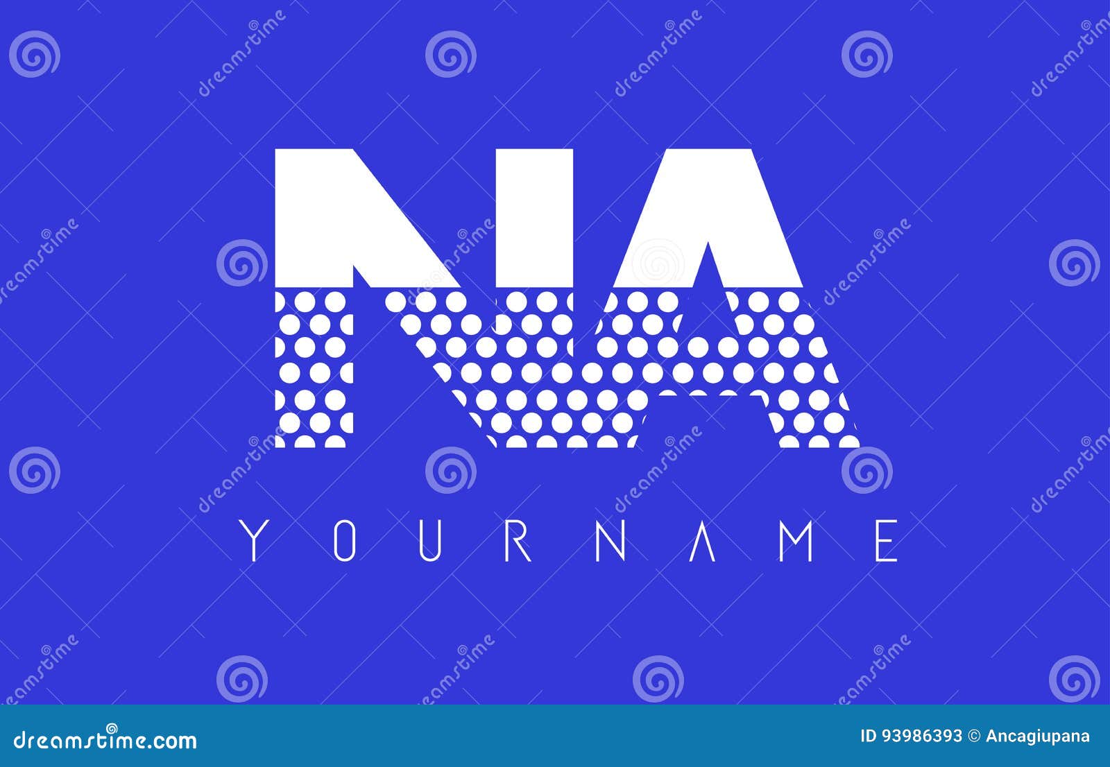 NA N a Dotted Letter Logo Design with Blue Background. Stock Vector ...