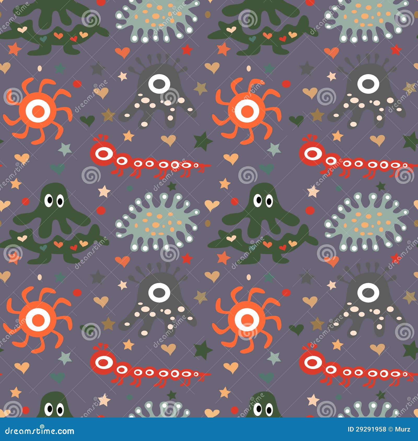 Naadloos Patroon Met Leuke Monsters Stock Illustratie - Illustration of ...