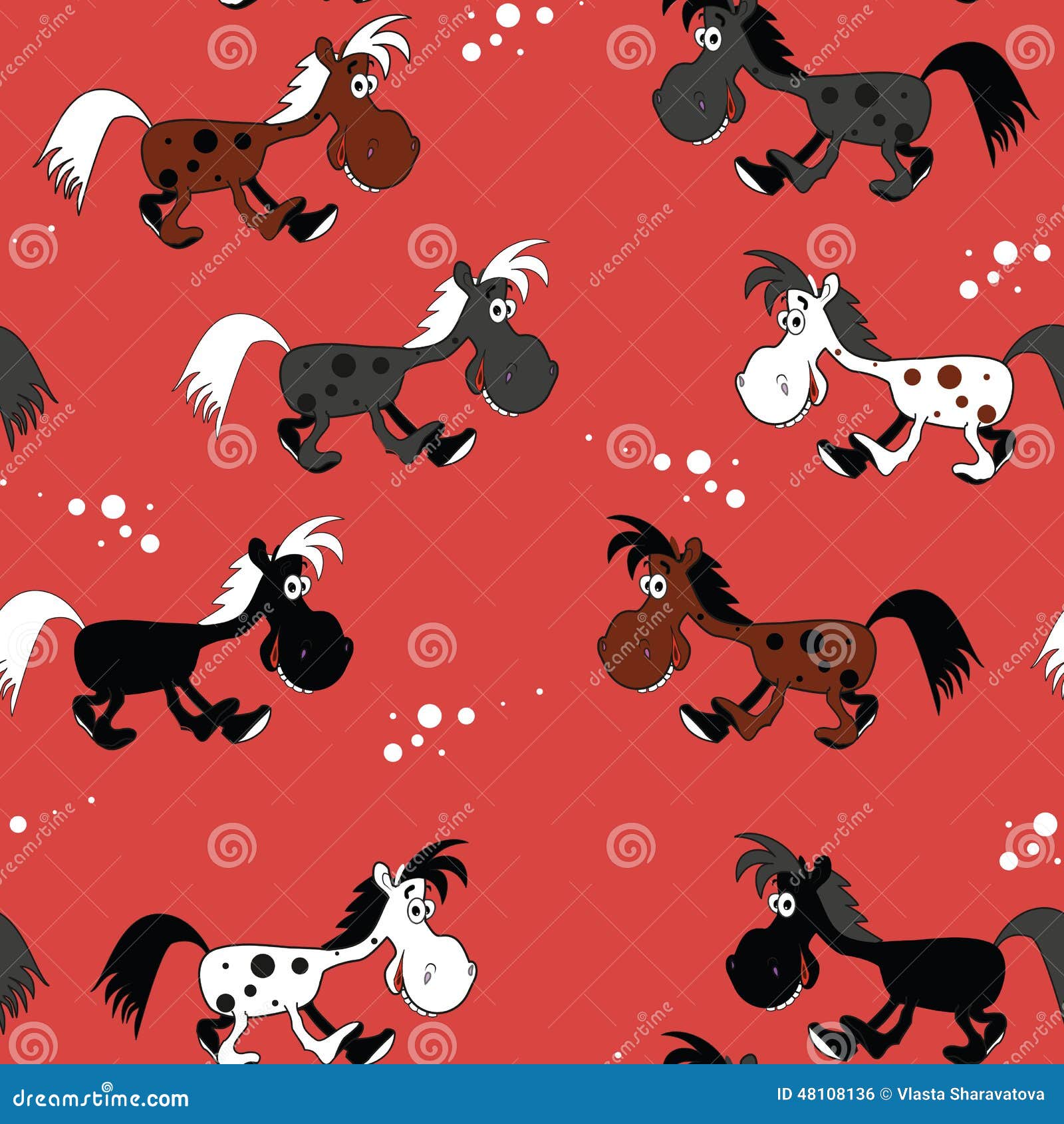 Naadloos Patroon Met Leuke Paarden Vector Vector Illustratie ...