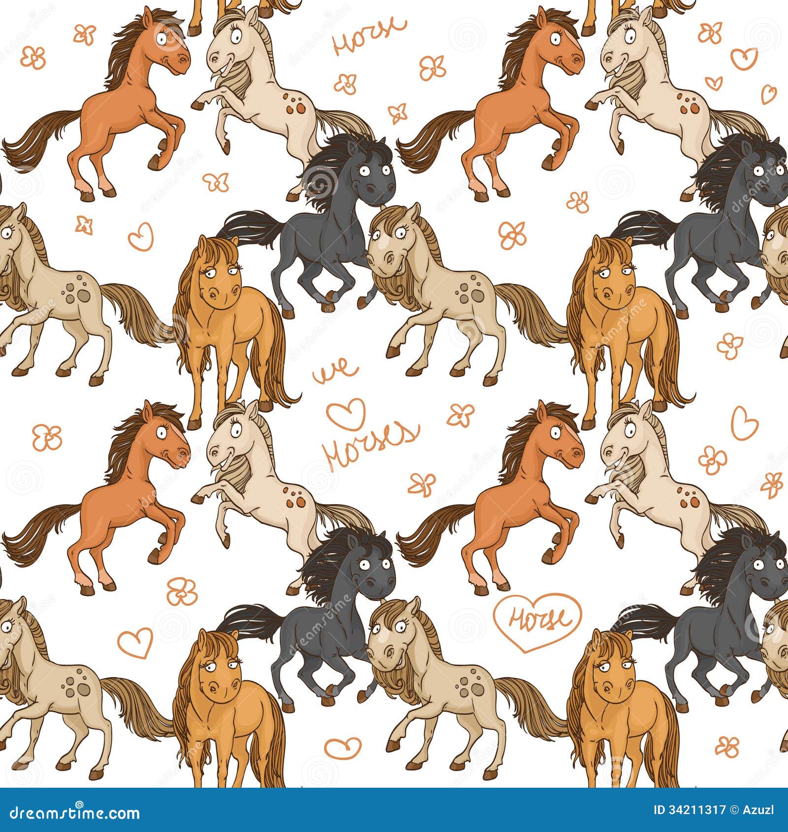 Naadloos Patroon Van Leuke Paarden Vector Illustratie - Illustration of ...