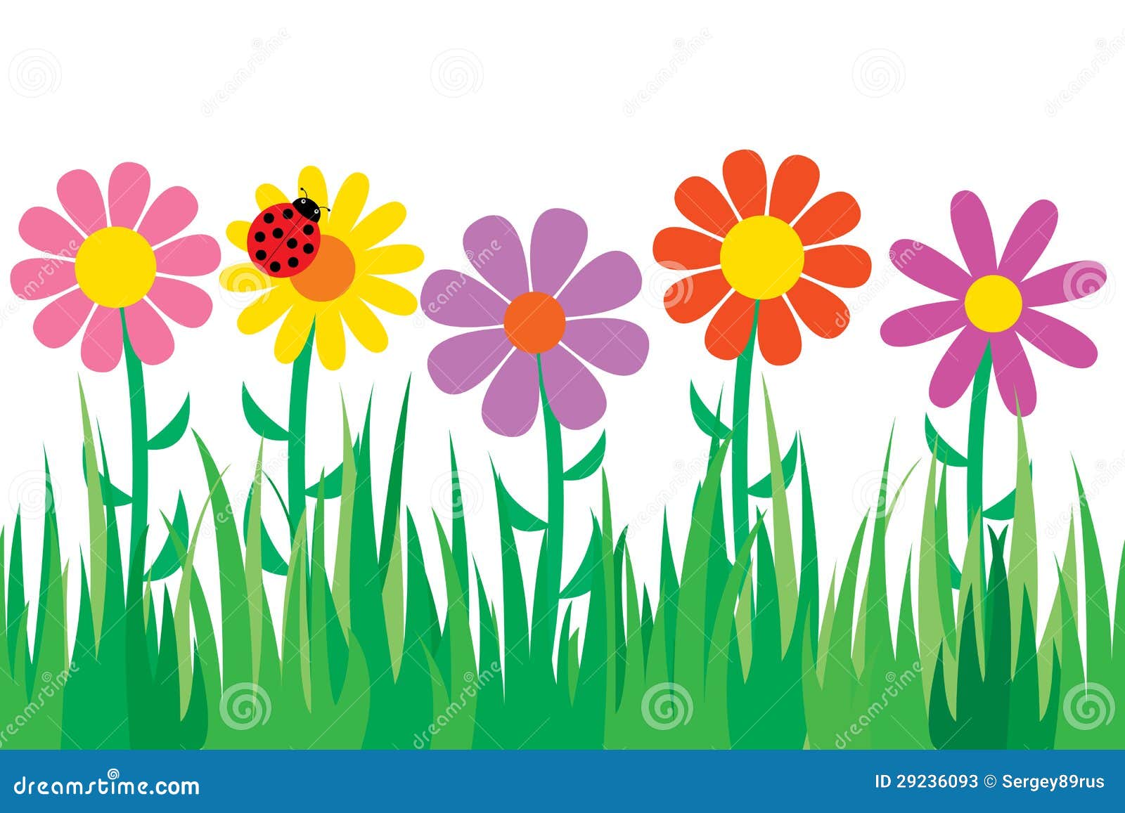 Naadloze gras en bloemen. vector illustratie. Illustration of gras ...