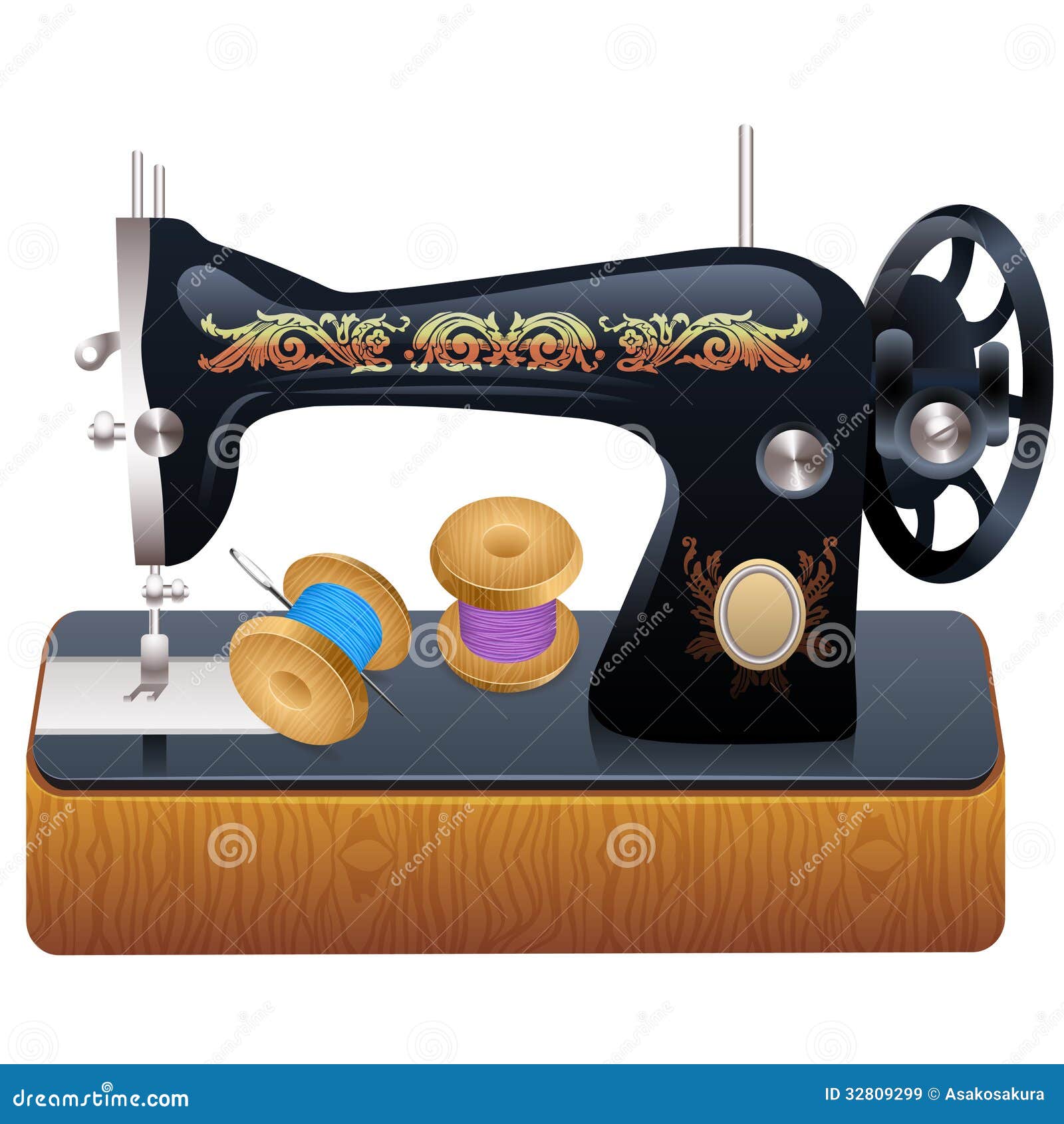 Naaimachine, vector vector illustratie. Illustration of zwart - 32809299