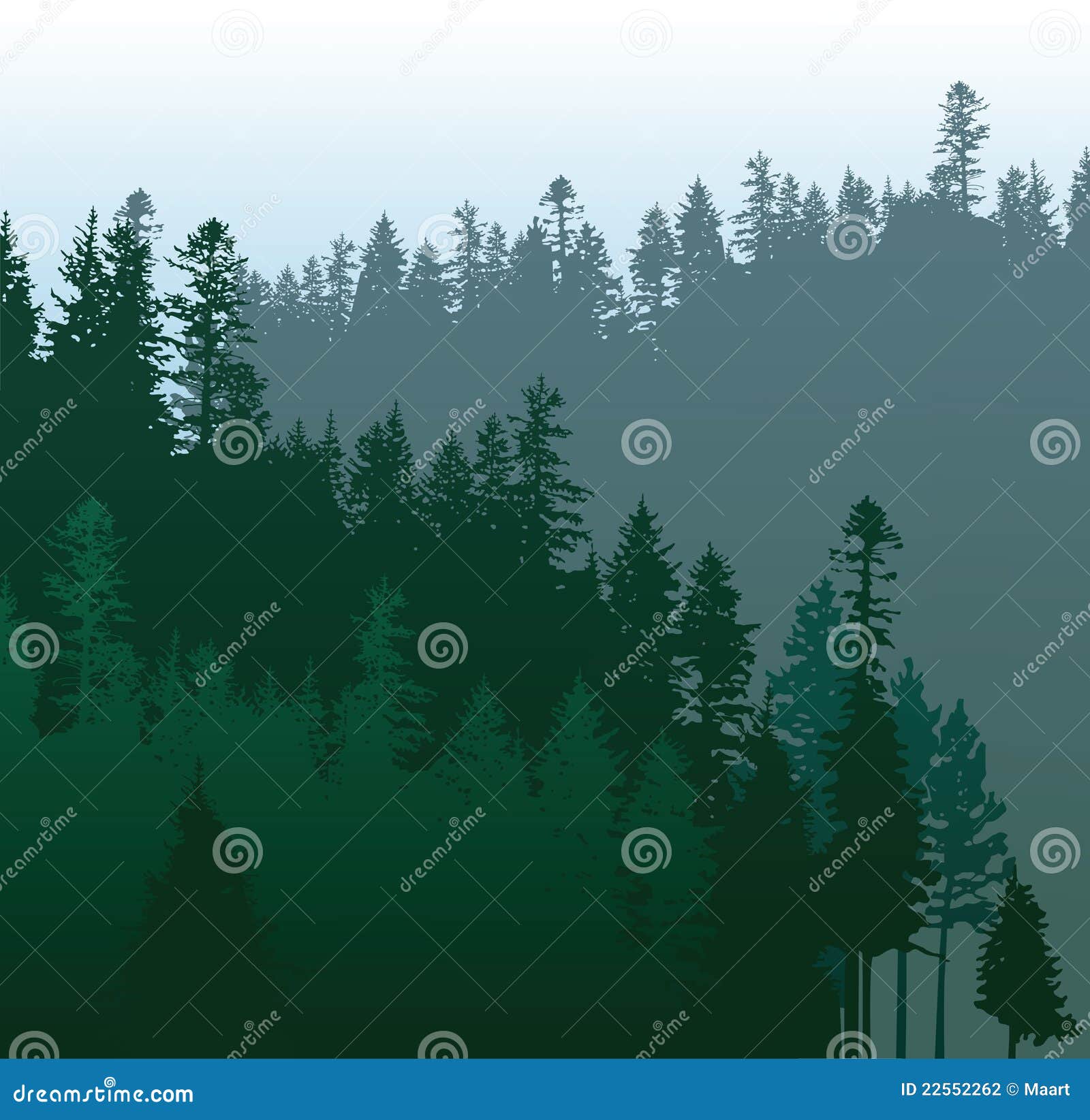 Naald bos vector illustratie. Illustration of boom, hemel - 22552262