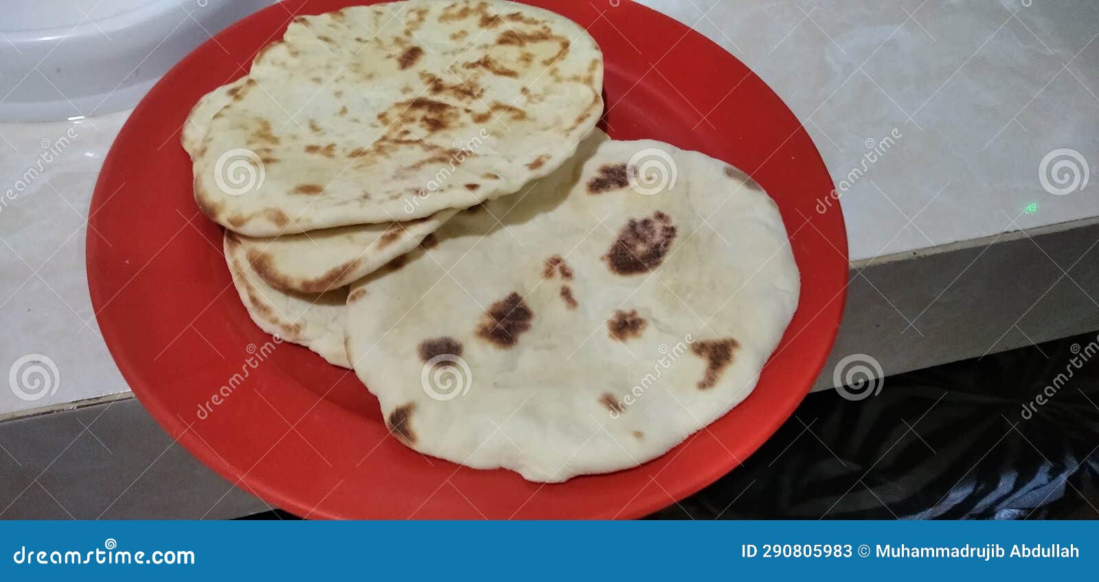 Naan Bread is Typical Indian and Middle Eastern Food Stock Image ...