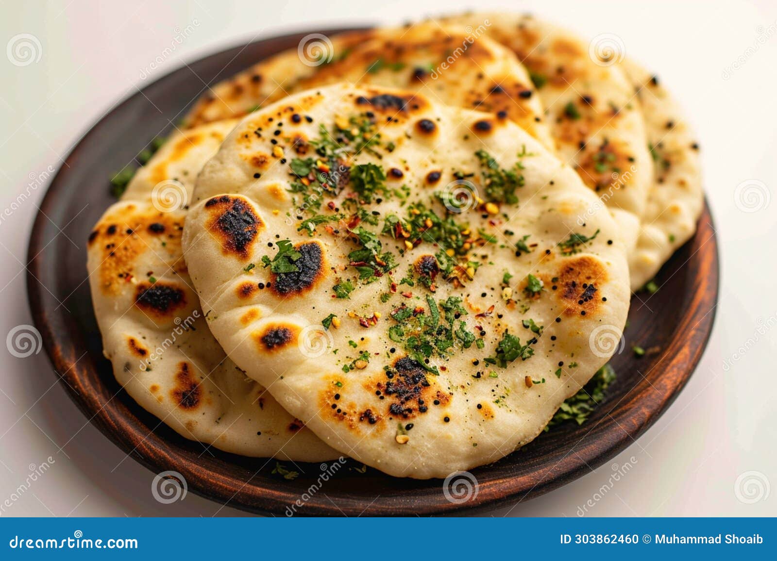 Naan Perfection Nan Bread Served Elegantly In An Isolated Plate Stock ...