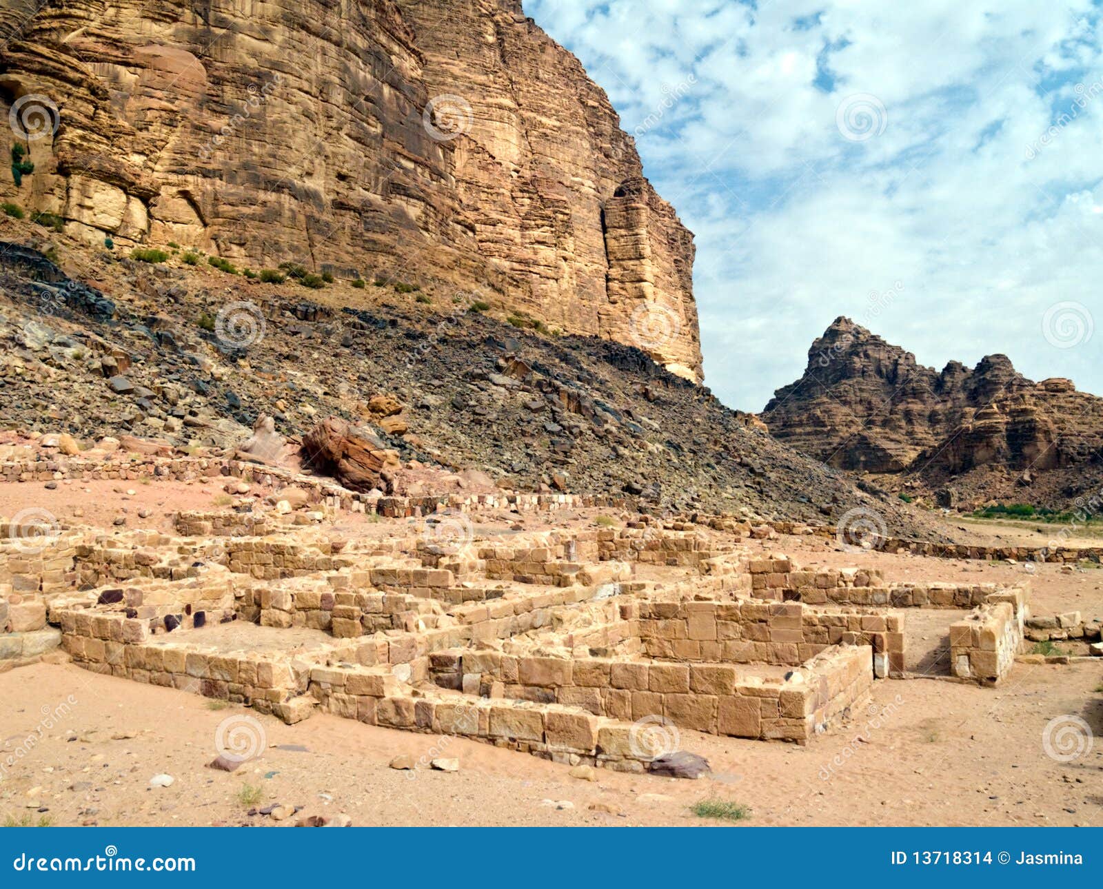 Nabatean Temple in Wadi Rum Jordan Stock Photo - Image of desert, hill ...