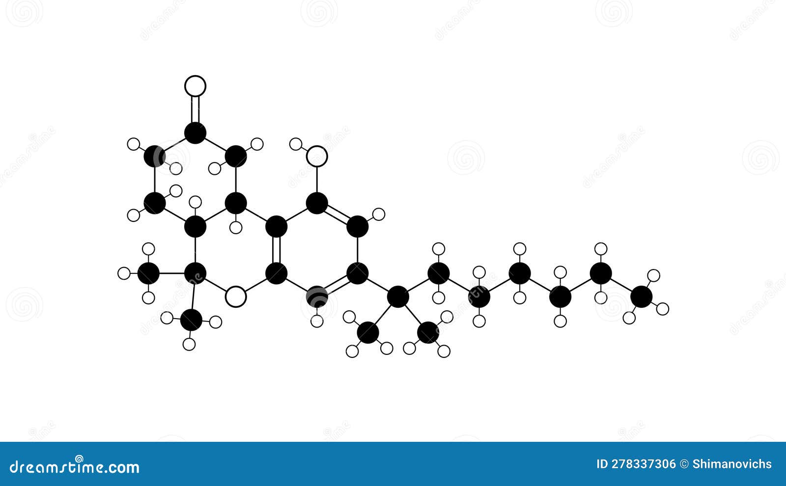 Nabilone Molecule, Structural Chemical Formula, Ball-and-stick Model ...