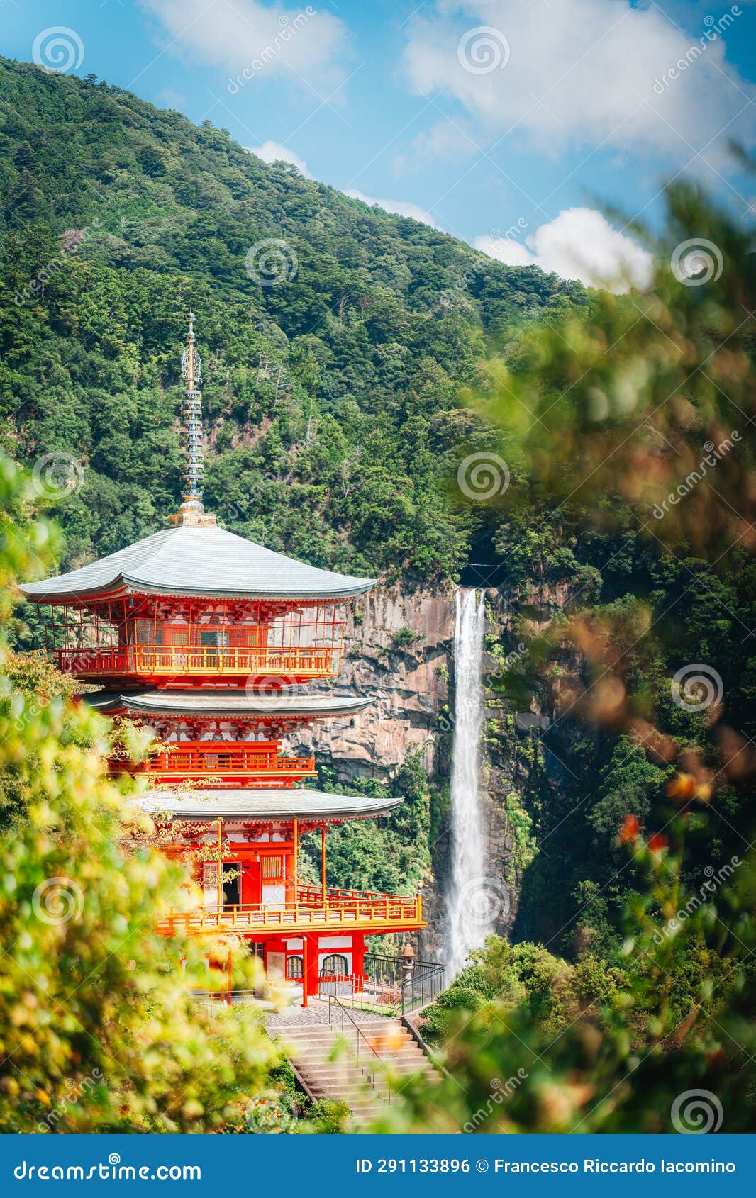 Nachi Falls, Japan. Waterfall and Red Temple Stock Photo - Image of ...