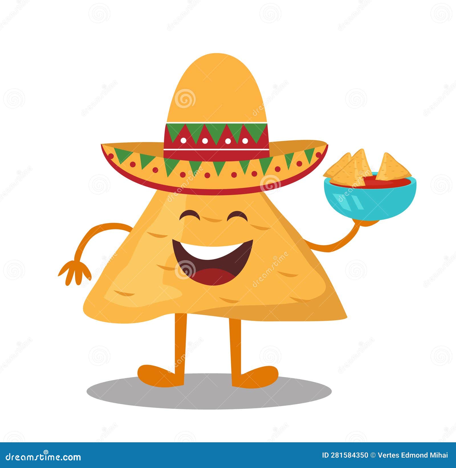 Nacho character design stock vector. Illustration of element - 281584350