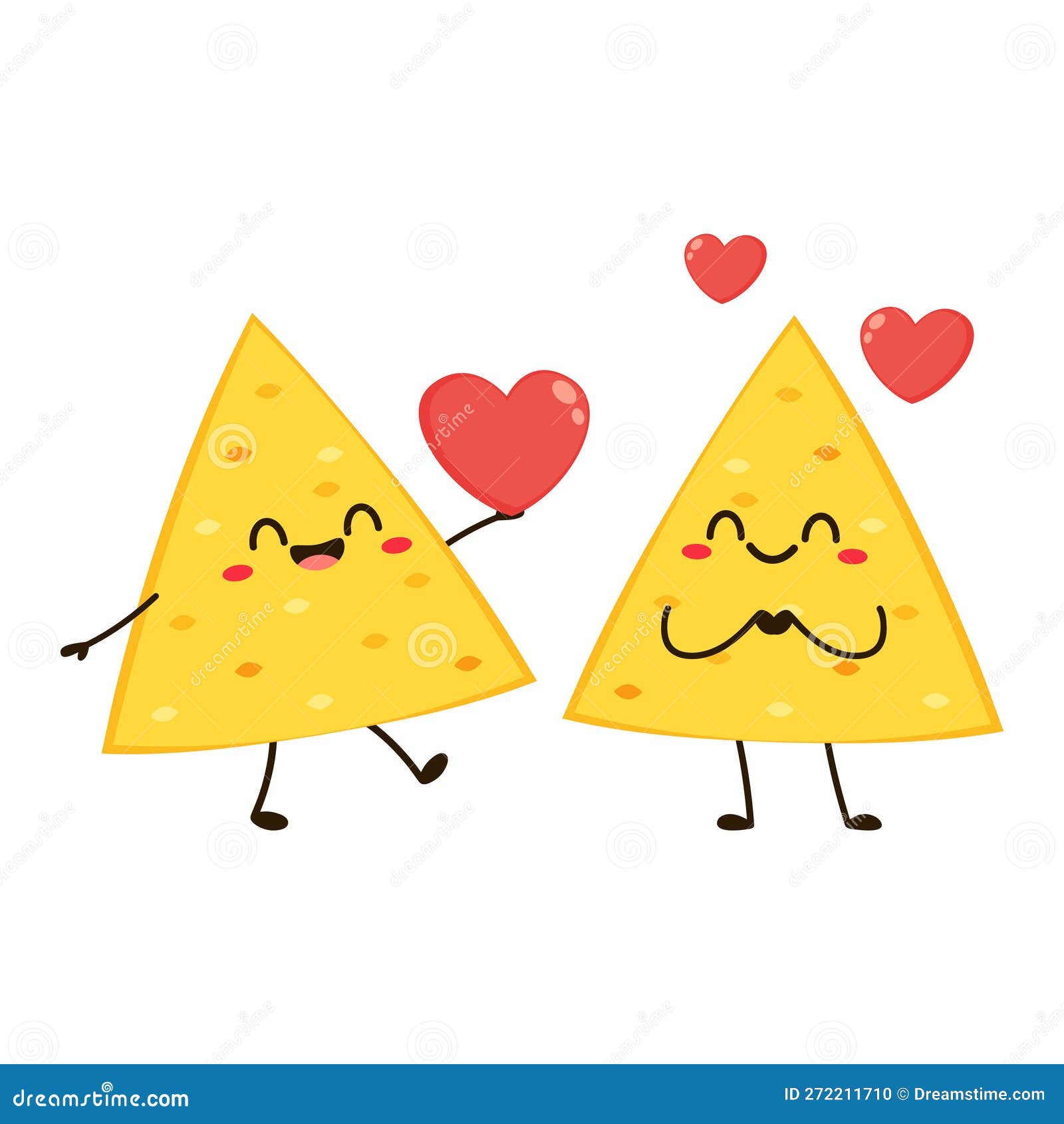 Cute Nacho Mascot In Sombrero With Chili Pepper And Mustache. Contour ...