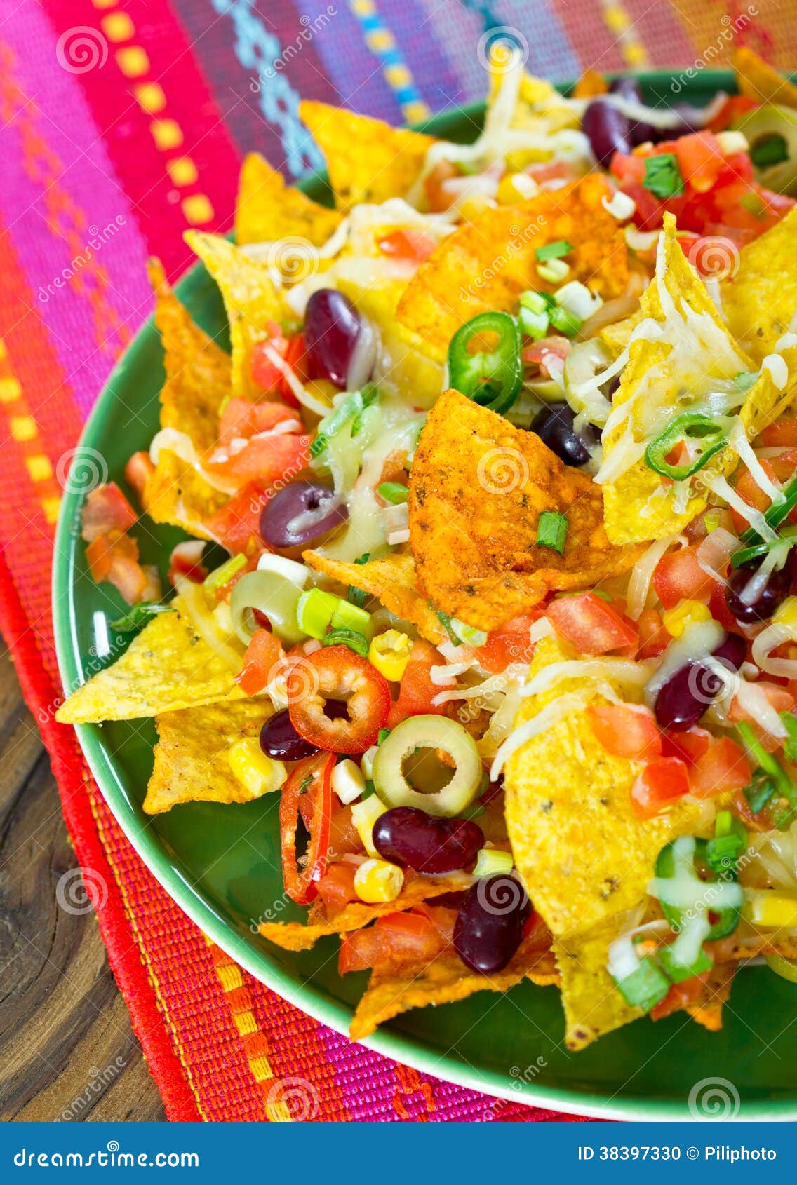 Nachos stock photo. Image of salsa, bell, olives, cheese - 38397330