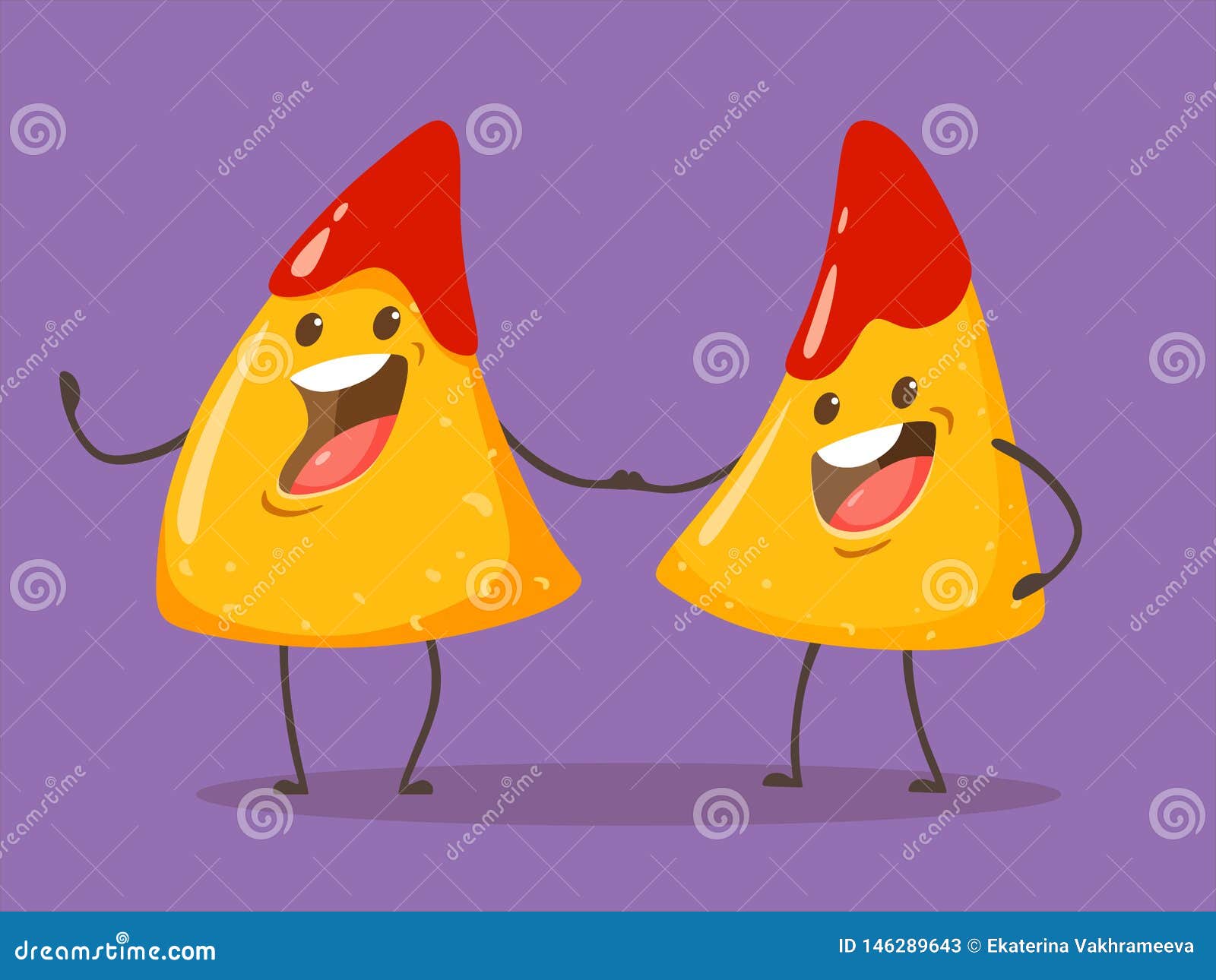 Fun and Cartoon Nachos Chips in Tomato Salsa. Vector Isolate on ...