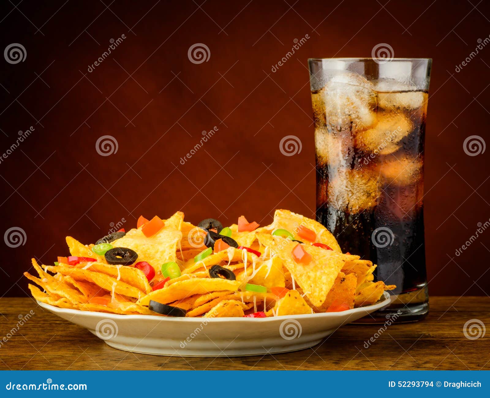 Nachos and cola drink stock photo. Image of nachos, chips - 52293794