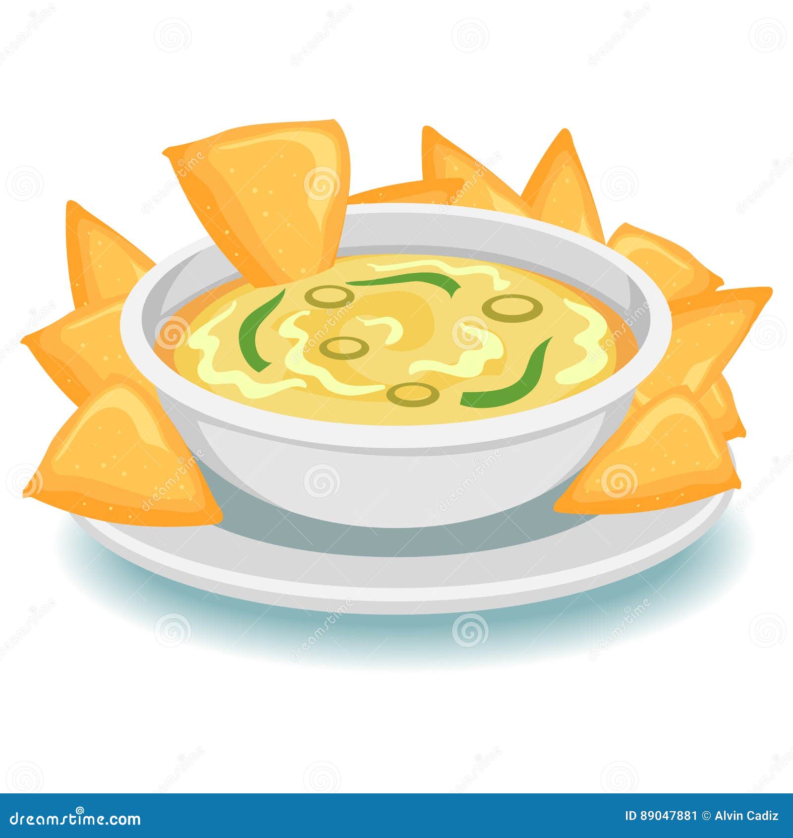 Nachos with Dip on plate stock vector. Illustration of mexico - 89047881