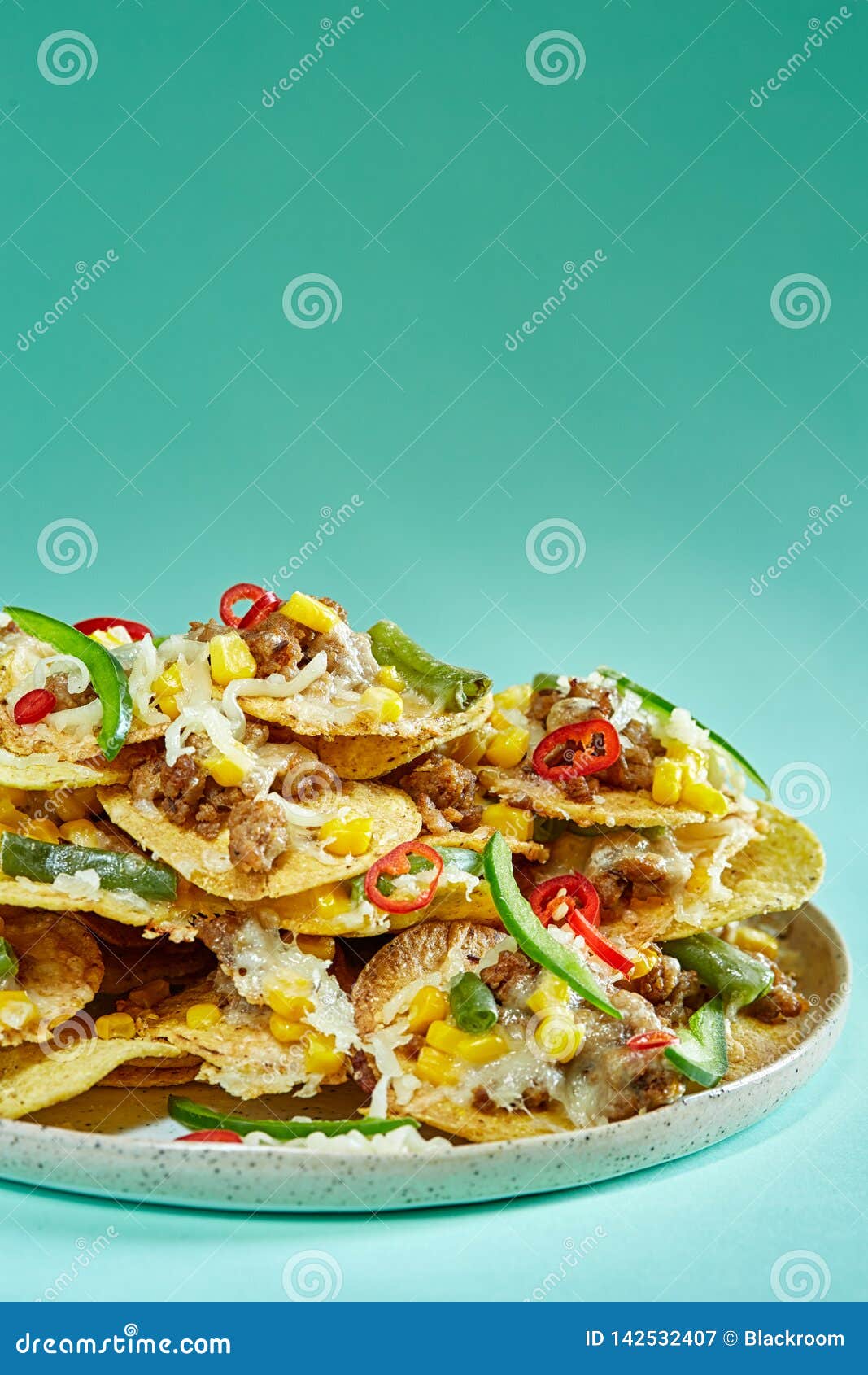 Nachos in plate stock image. Image of spicy, meal, crunchy - 142532407