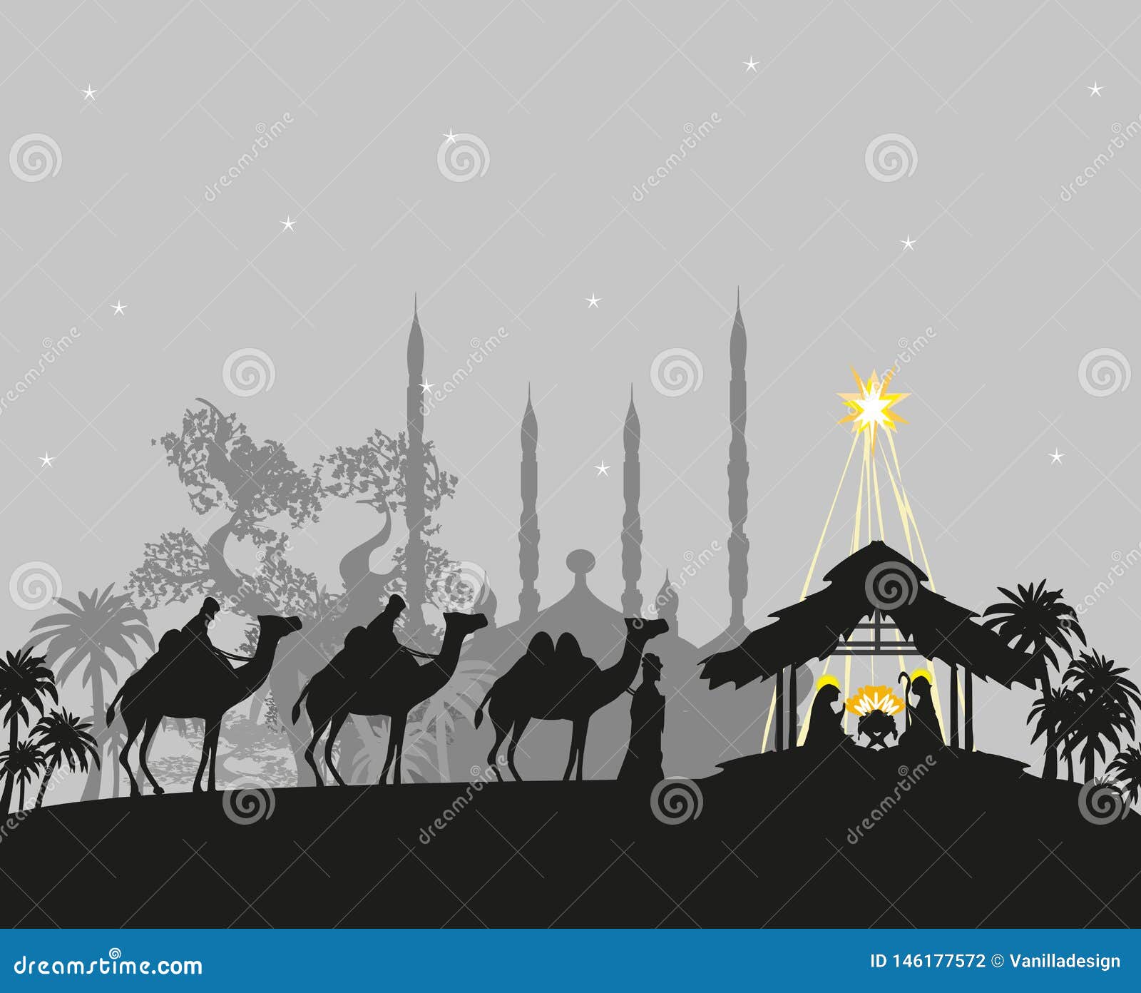 Nacimiento De Jes?s En Bethlehem Ilustración del Vector - Ilustración ...