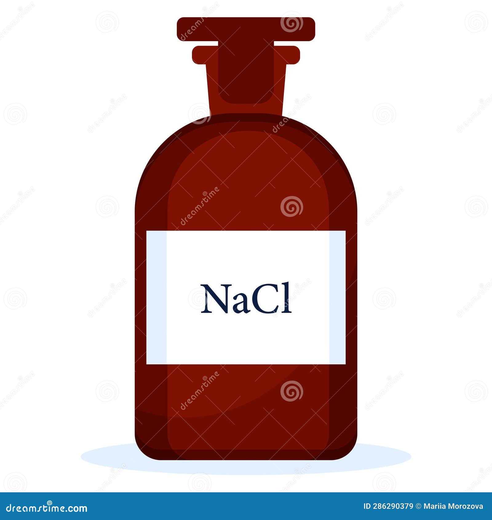 NaCl Sodium Chloride In Dark Glass Bottle Vector Illustration On White ...
