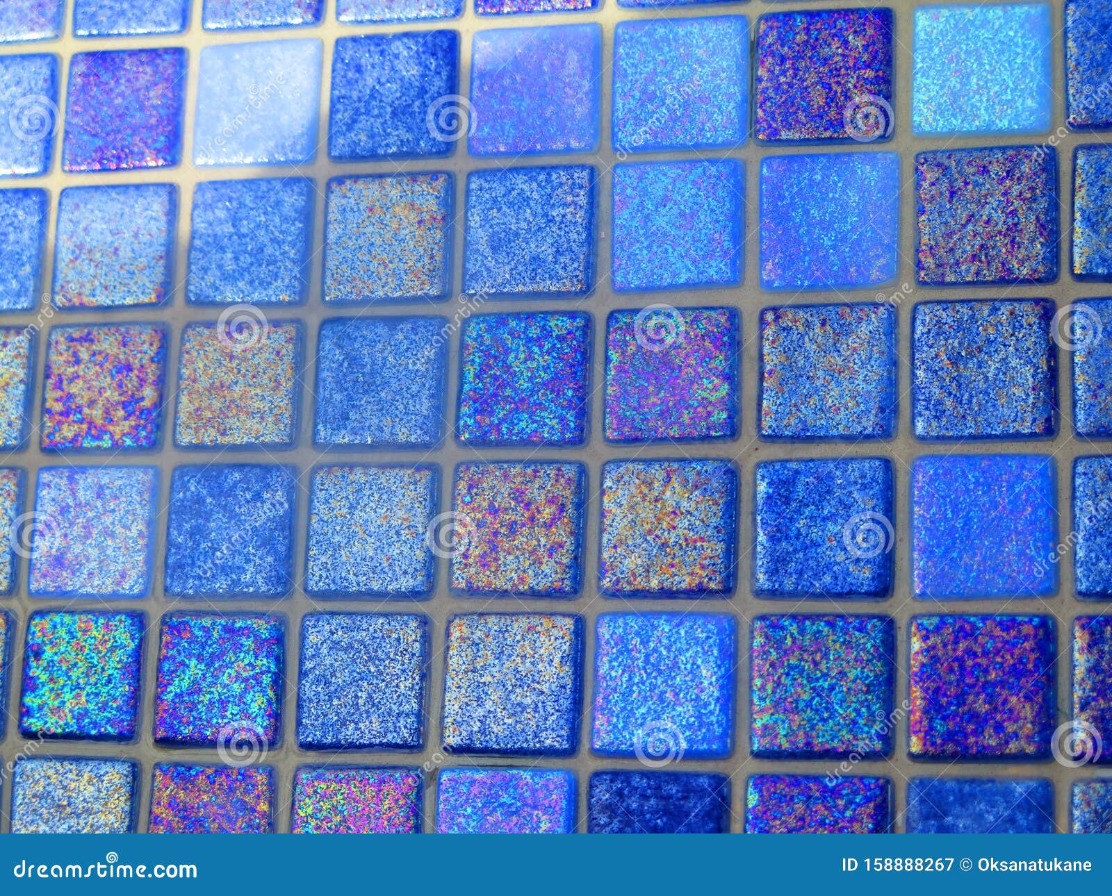 Nacre Blue Square Tiles Pattern. Blue Tiles Mosaic Stock Image - Image ...