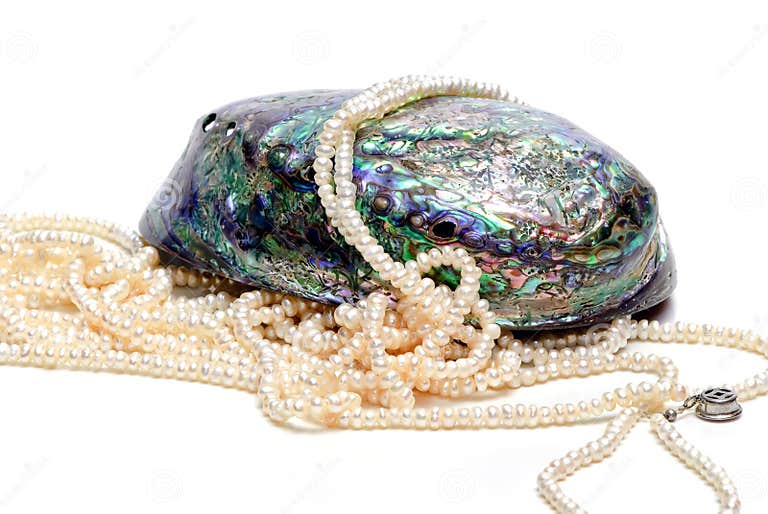 Nacre seashell and pearls stock image. Image of beauty - 22724533