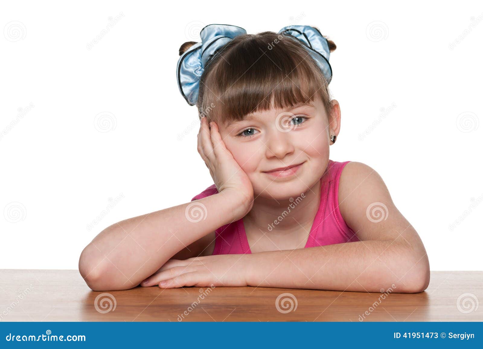 Nadenkend Meisje Bij Het Bureau Stock Afbeelding - Image of meisje ...