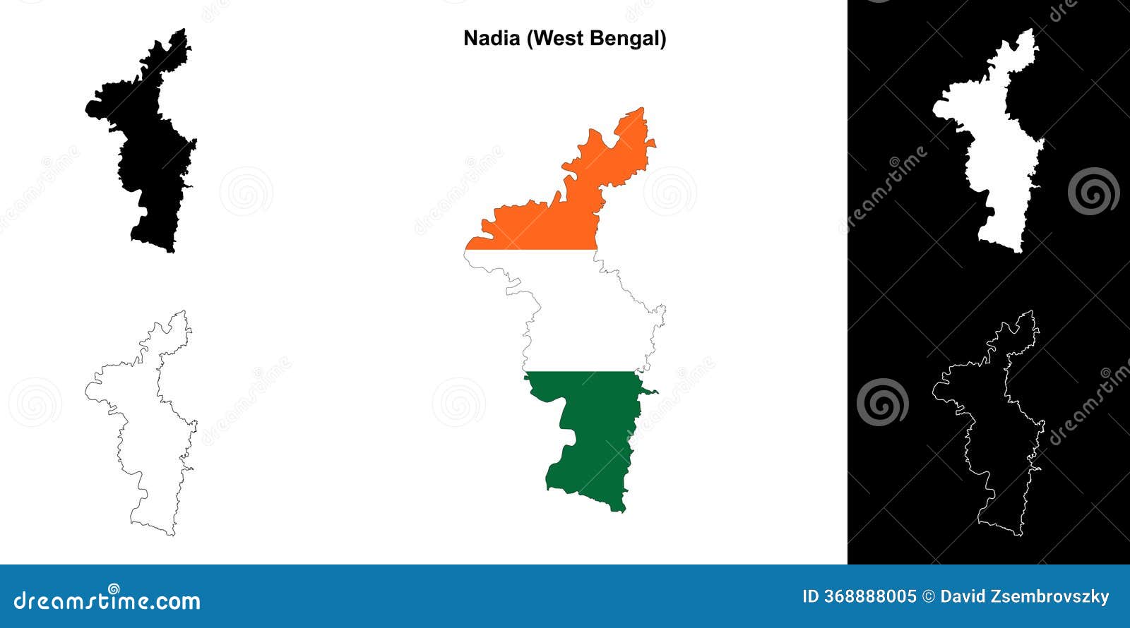 Nadia District West Bengal State, Republic Of India Map Vector ...