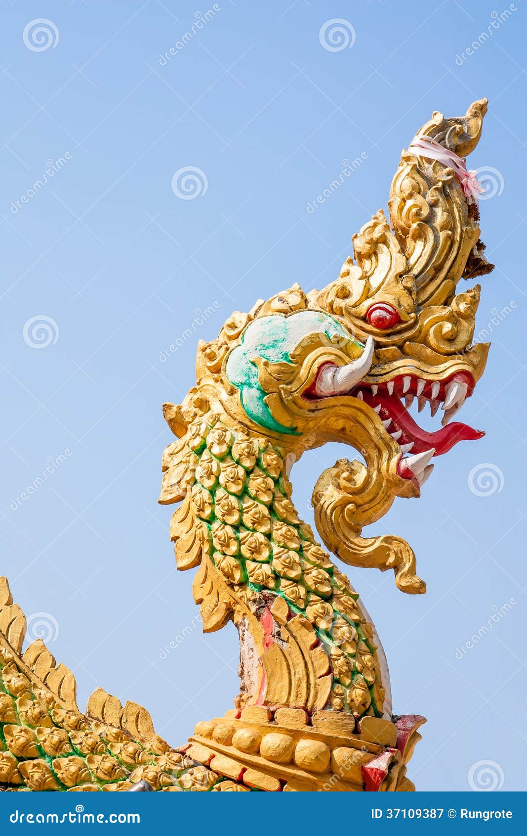 Naga head statue stock image. Image of religion, golden - 37109387