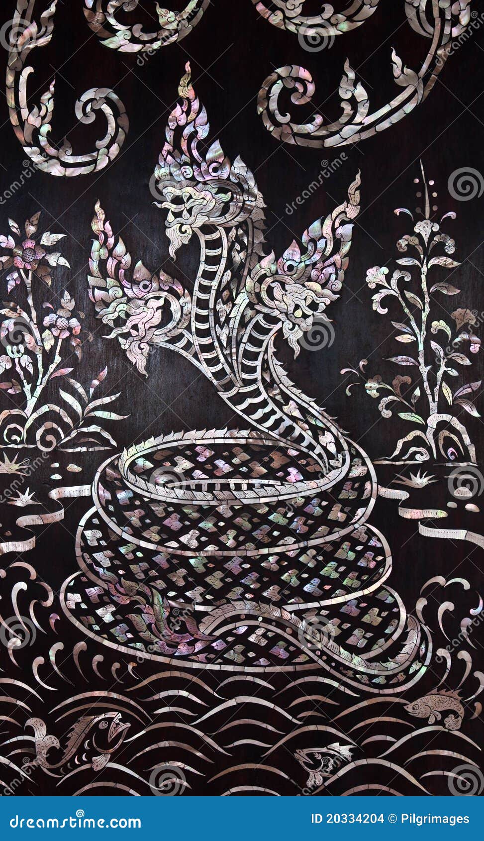 Naga painting on the wall stock photo. Image of asia - 20334204