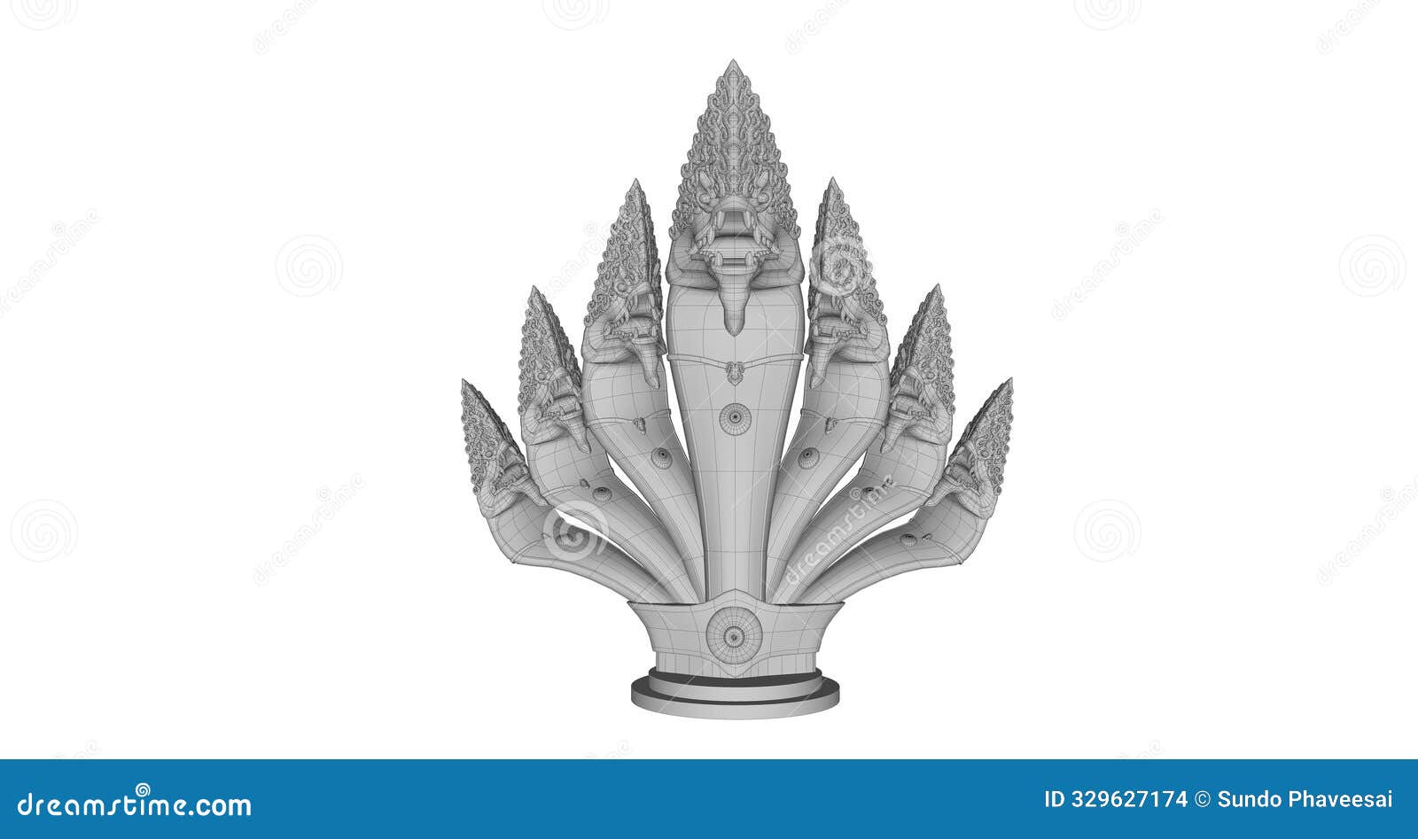 Naga Playing in the Water. 3D Model. Stock Illustration - Illustration ...