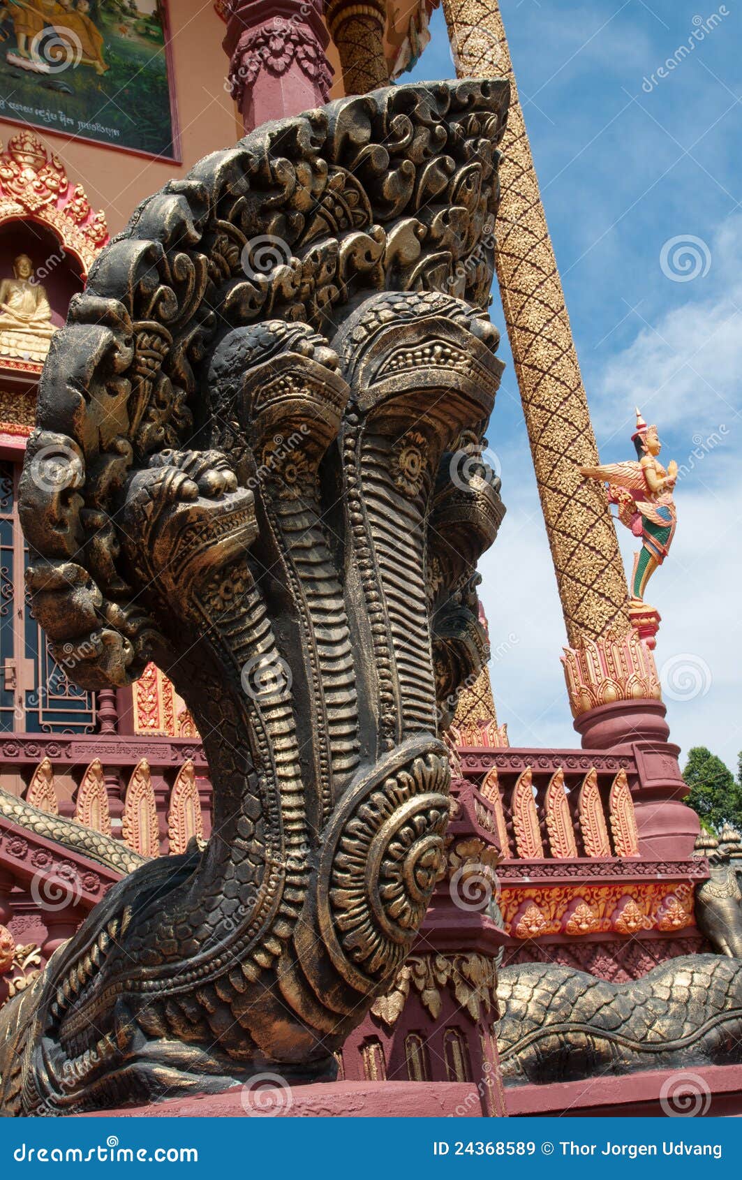 Naga Sculpture at Temple in Cambodia Stock Image - Image of pagoda ...