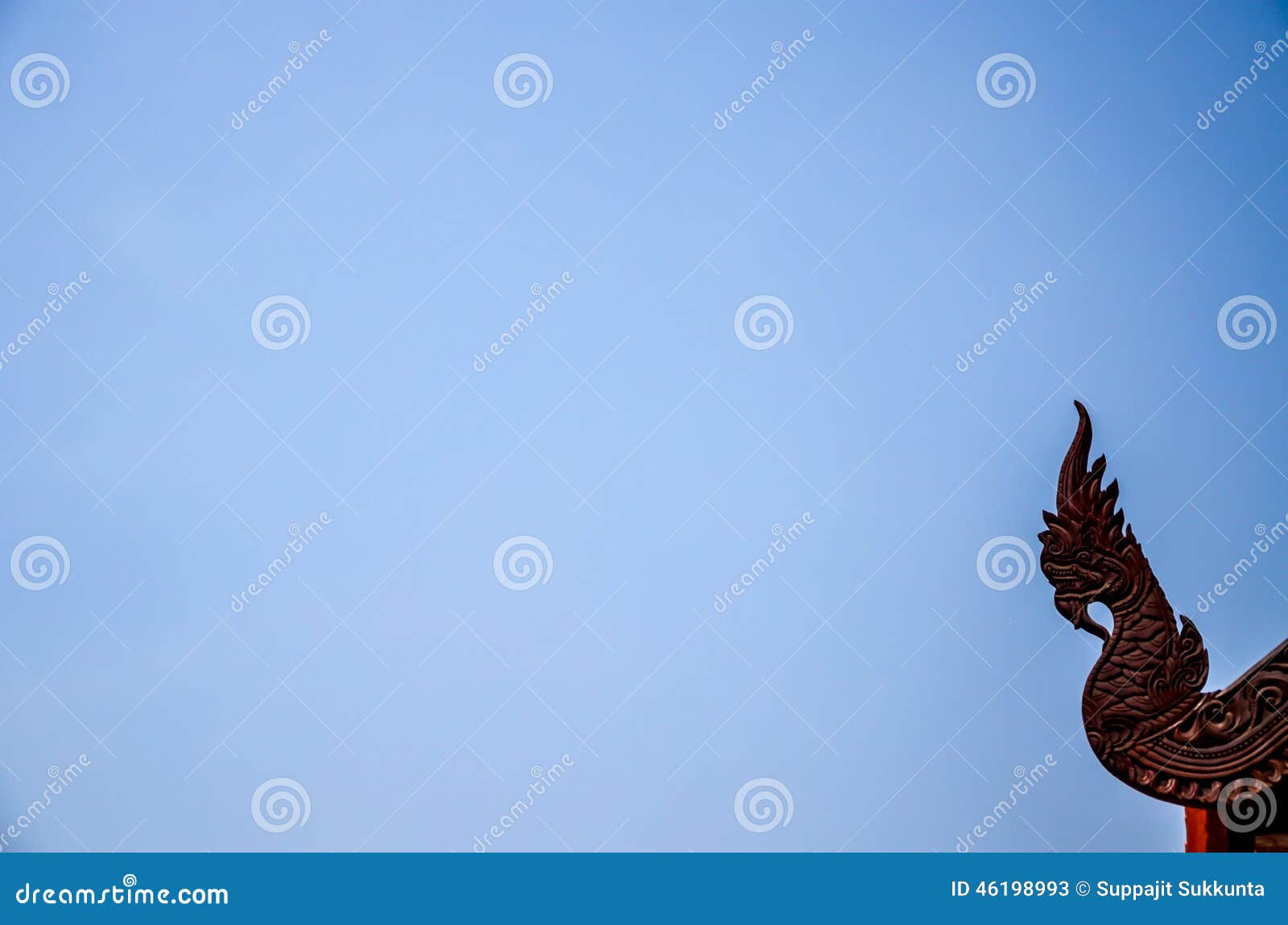 Naga Statue in Thai Temple on Blue Sky Background Stock Image - Image ...