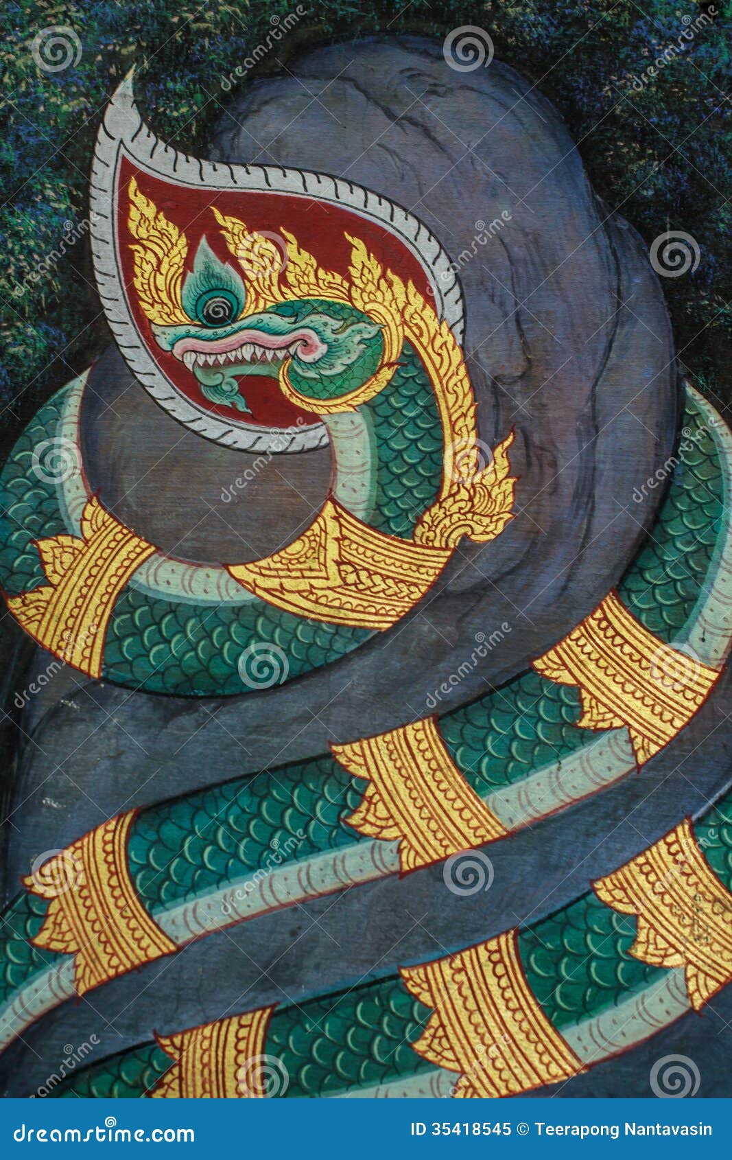 Naga, Thai ancient mural stock image. Image of abstract - 35418545
