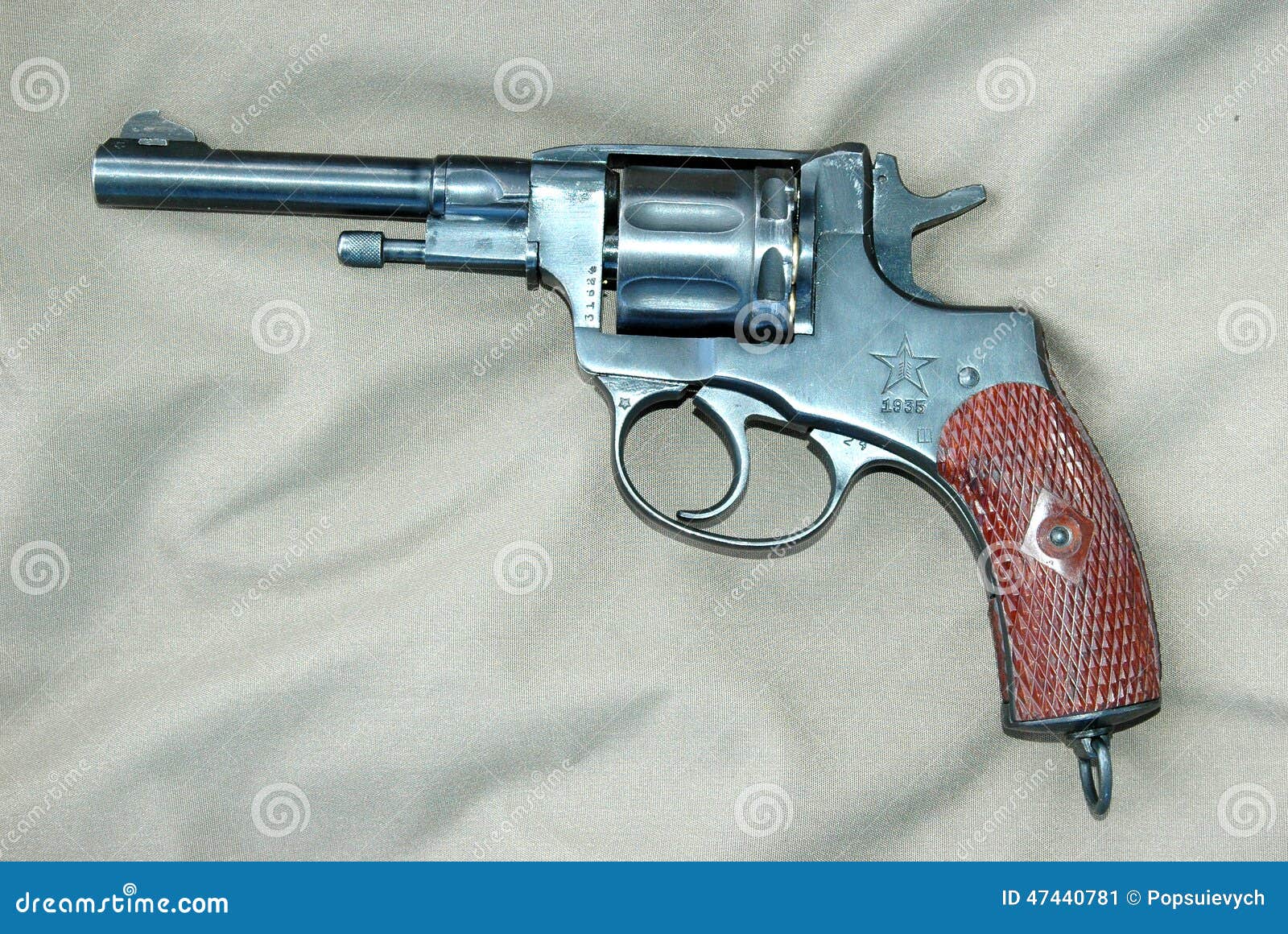 Nagant revolver. editorial photo. Image of security, silver - 47440781
