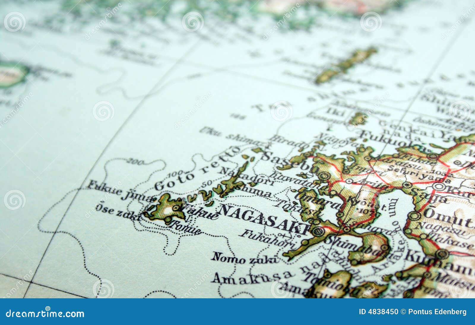 Nagasaki, Japan Pinned Map Stock Photo | CartoonDealer.com #89014998