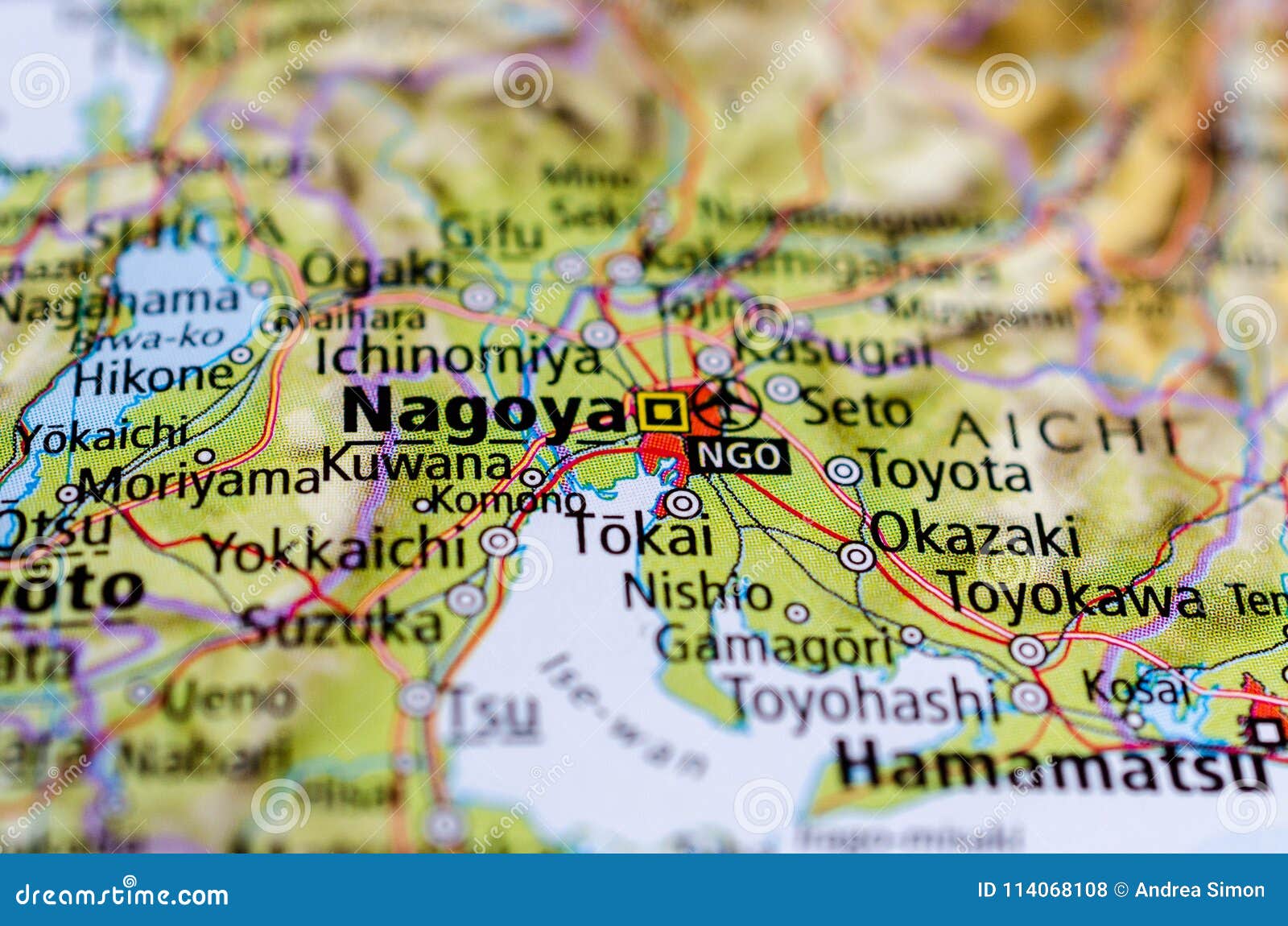 Nagoya en mapa foto de archivo. Imagen de papel, correspondencia ...