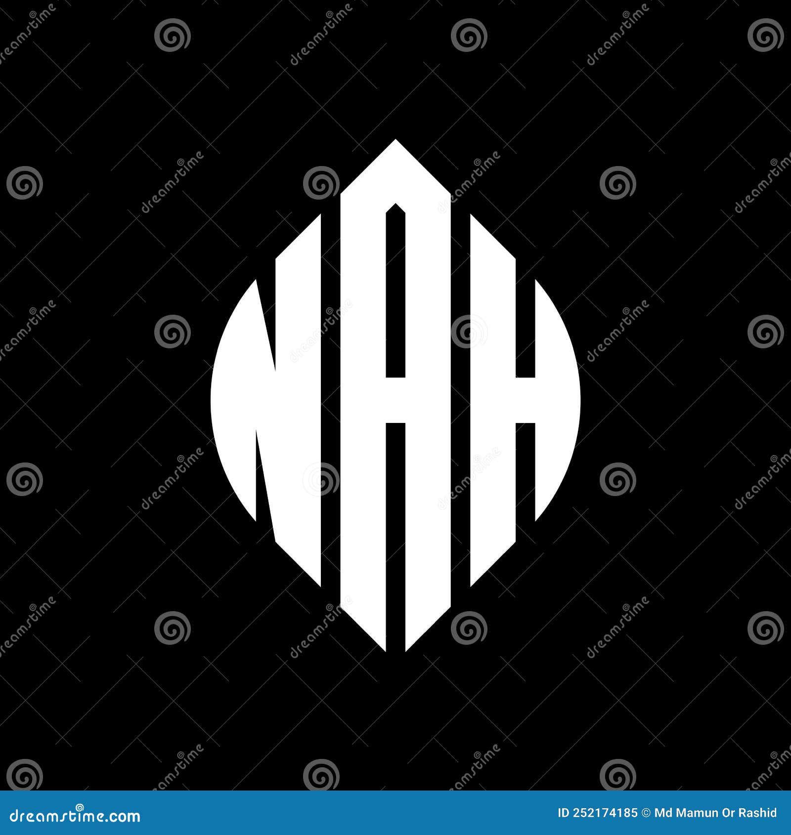 NAH Circle Letter Logo Design With Circle And Ellipse Shape. NAH ...