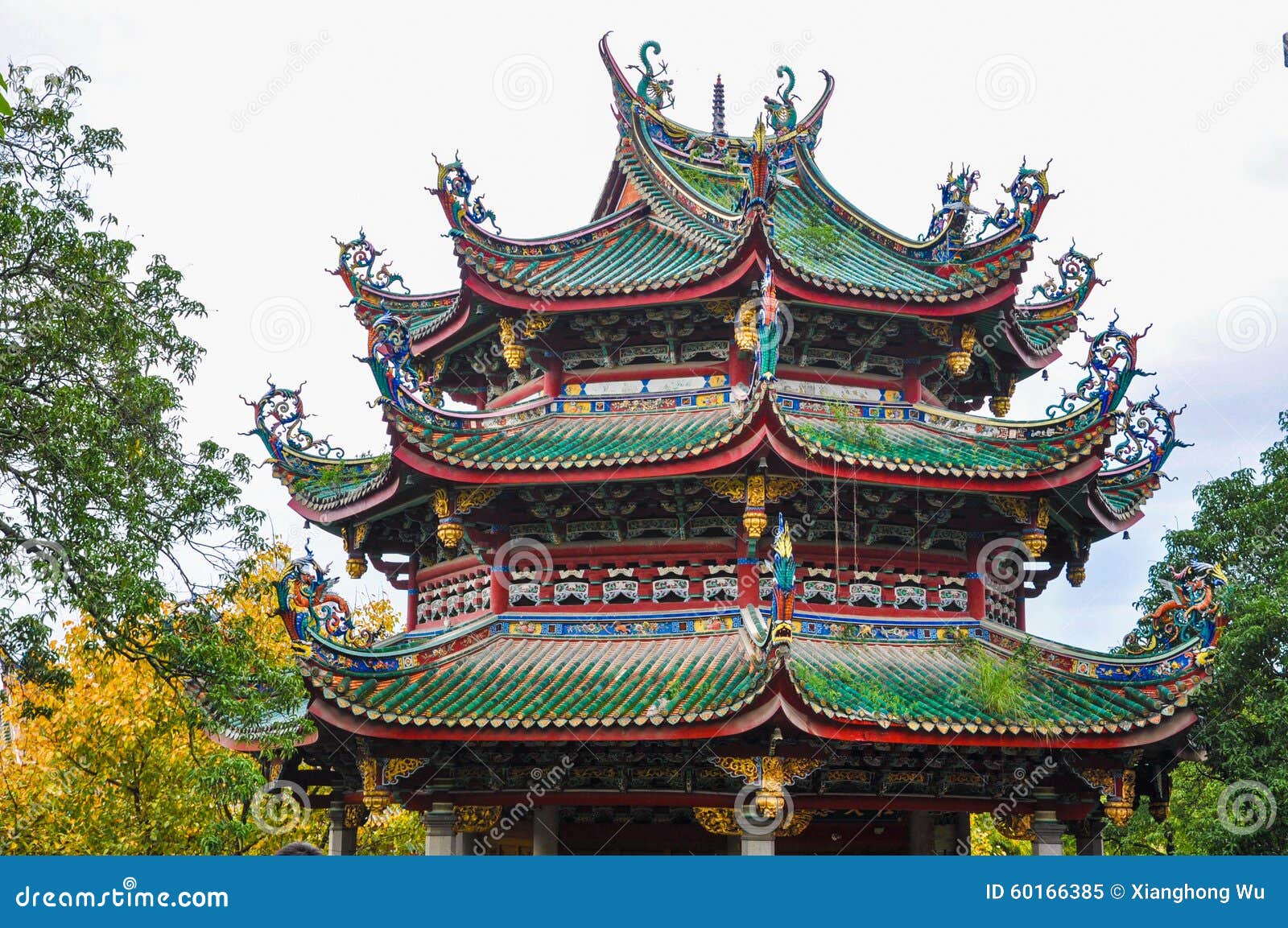 Nahaufnahme Der Chinesischen Tempel-Pagode Stockbild - Bild von erbe ...